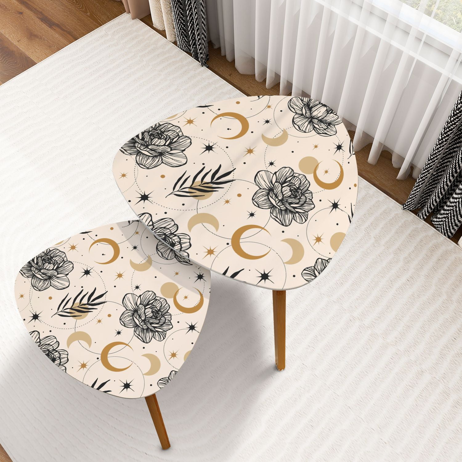 Triangle Nesting Coffee Table Set of 2 Magic seamless pattern flowers ...