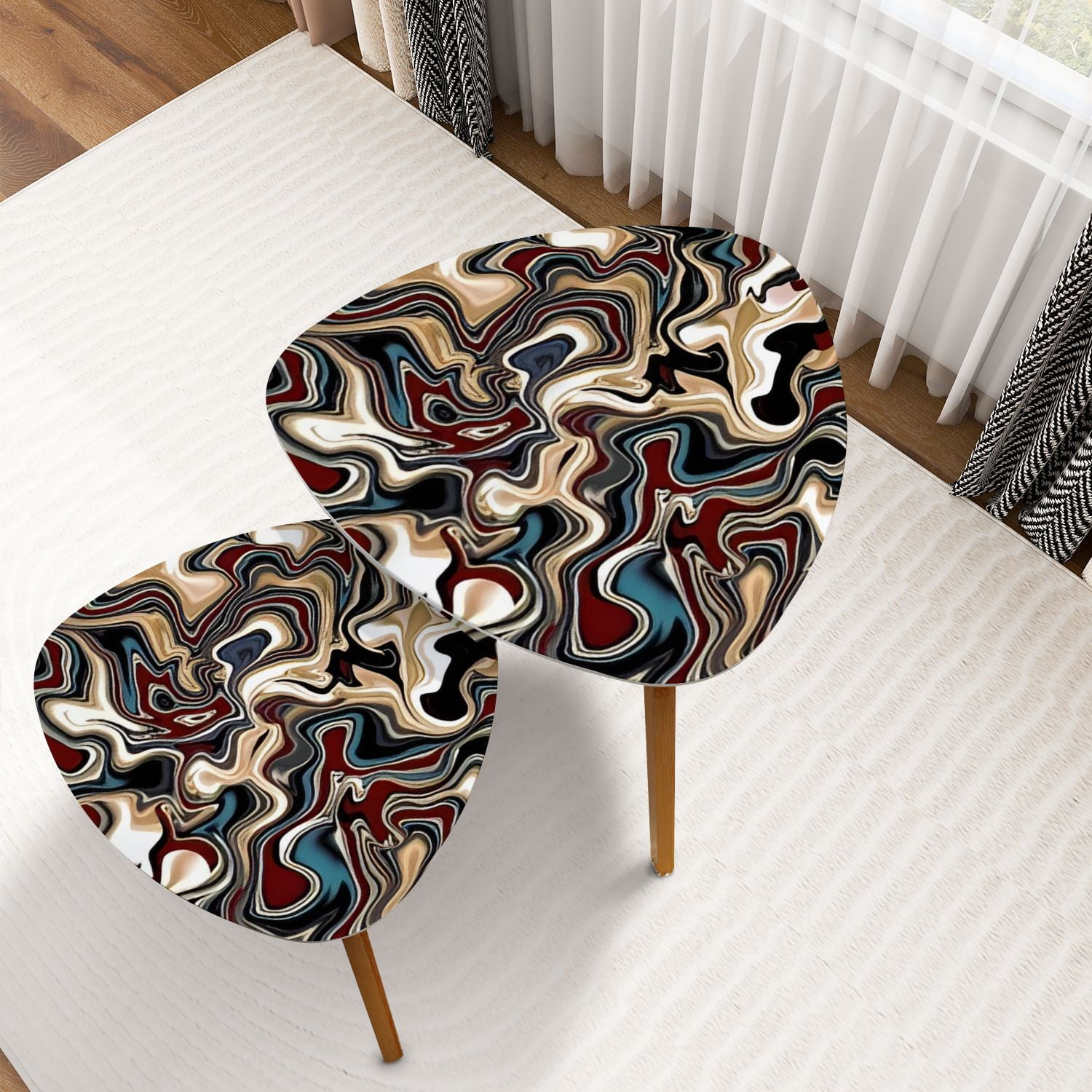 Triangle Nesting Coffee Table Set of 2 Marble seamless Abstract beige ...