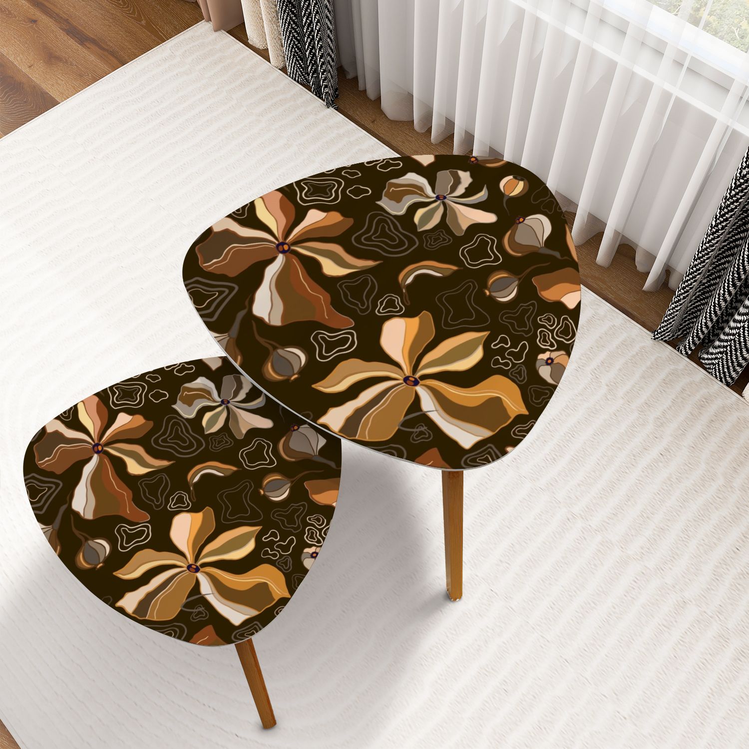 Triangle Nesting Coffee Table Set of 2 Marble texture seamless Brown ...