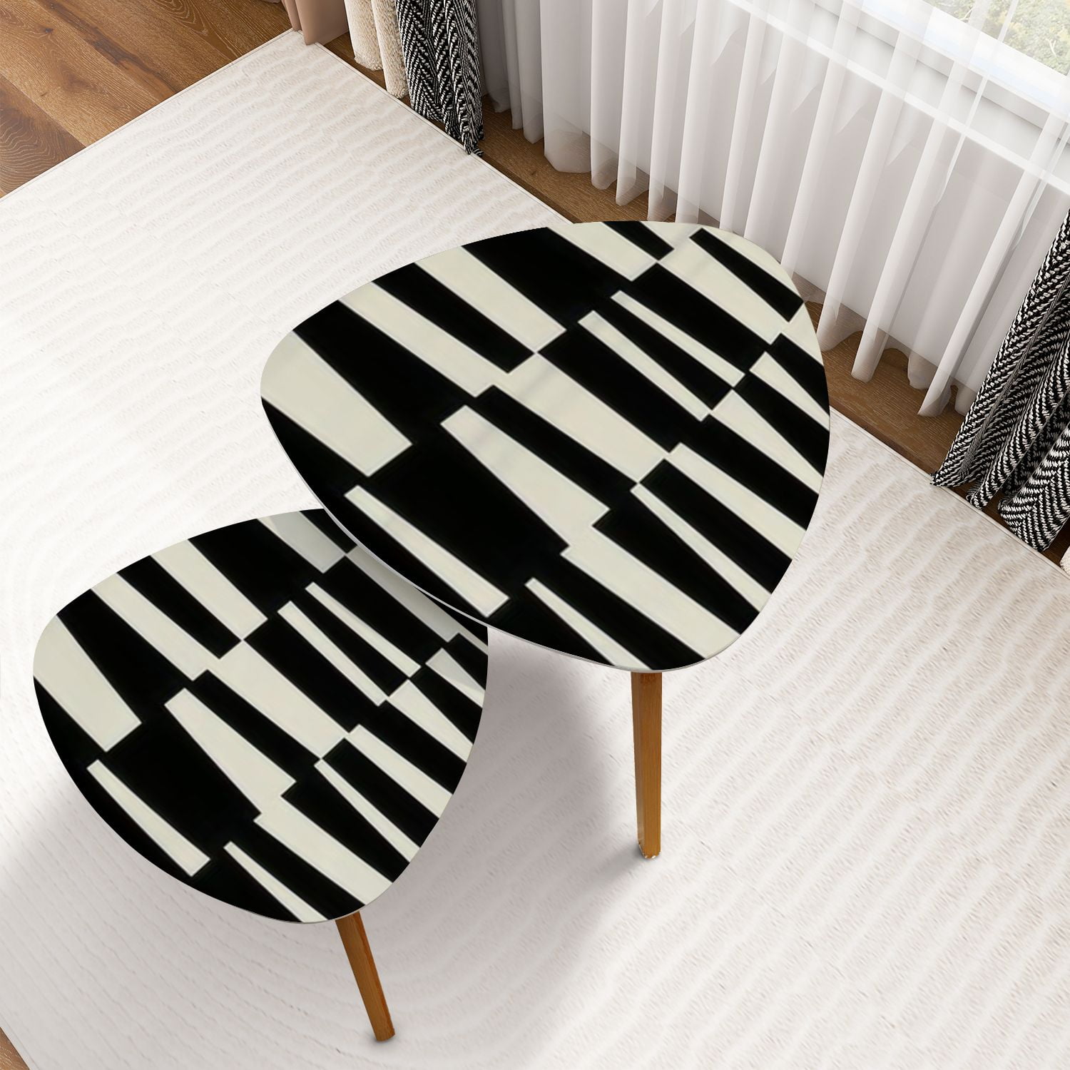 Triangle Nesting Coffee Table Set of 2 Mid century minimalist art ...