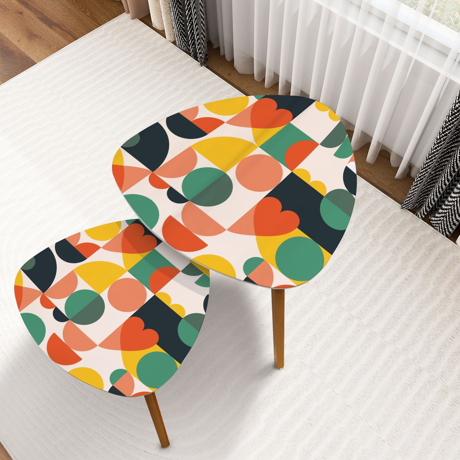 Triangle Nesting Coffee Table Set of 2 Mid century modern 60 s 70 s ...