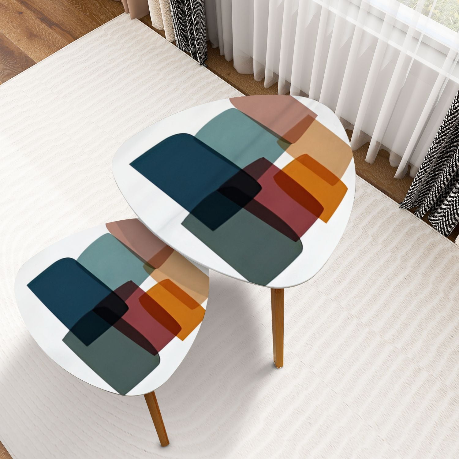 Triangle Nesting Coffee Table Set of 2 Minimal style mid century ...