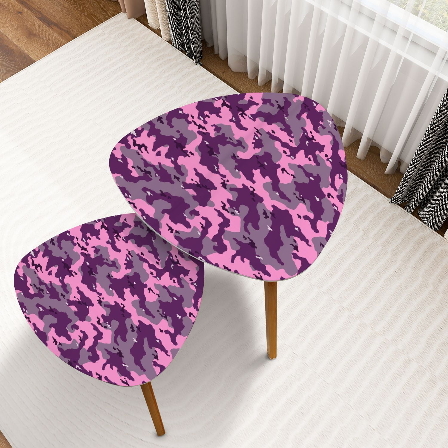 Triangle Nesting Coffee Table Set of 2 Modern Purple camouflage ...