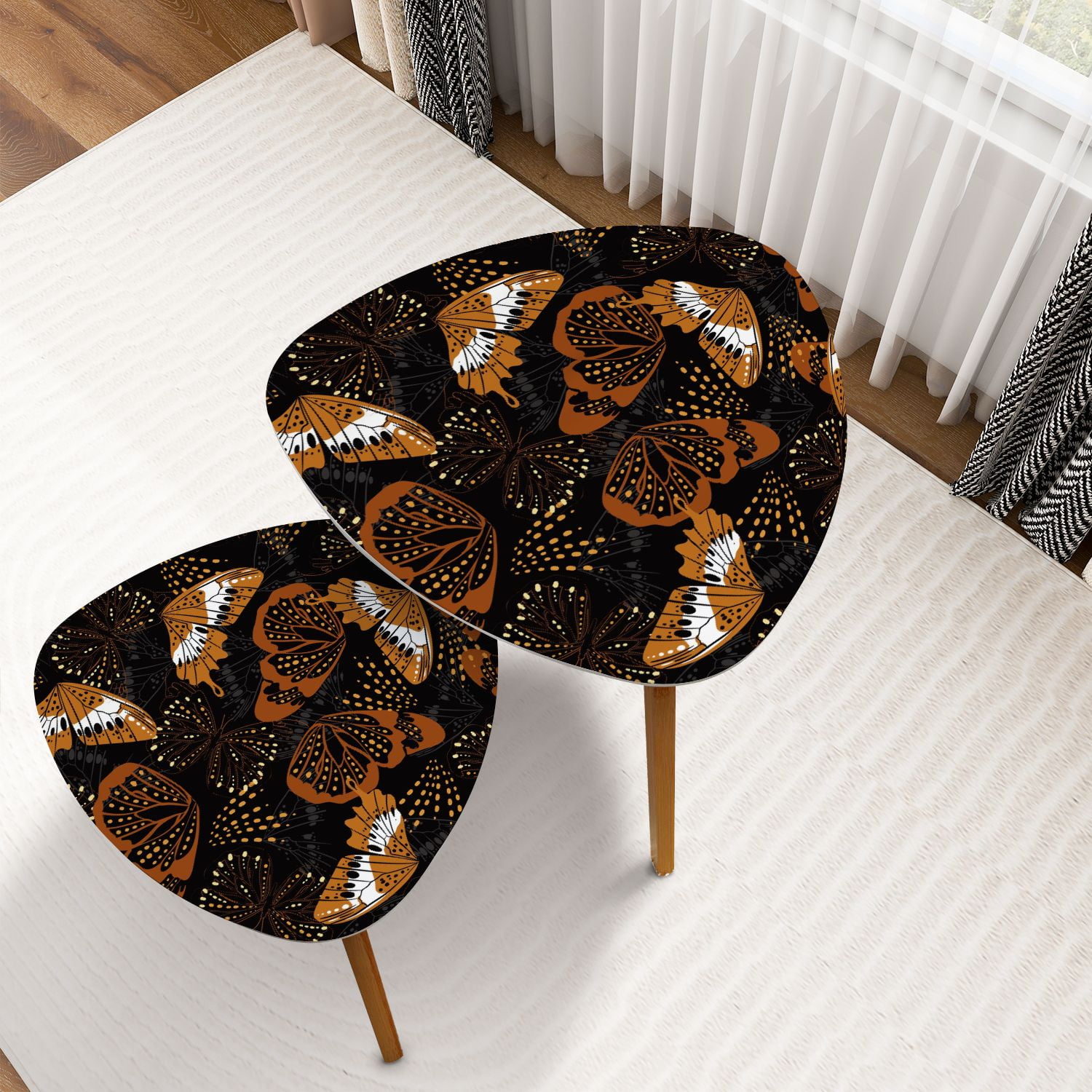 Triangle Nesting Coffee Table Set of 2 Modern butterfly wing seamless ...