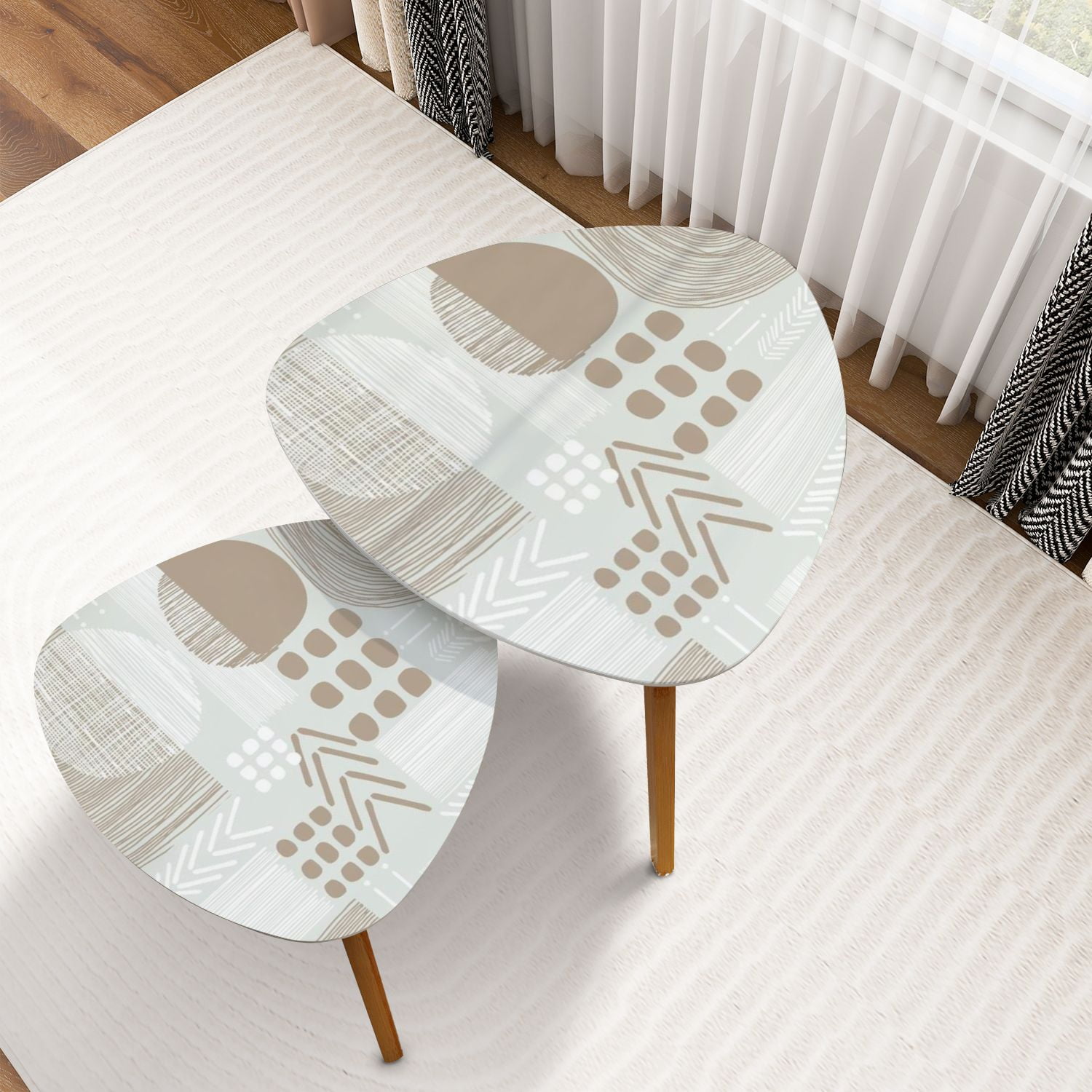 Triangle Nesting Coffee Table Set of 2 Modern trendy mid century ...