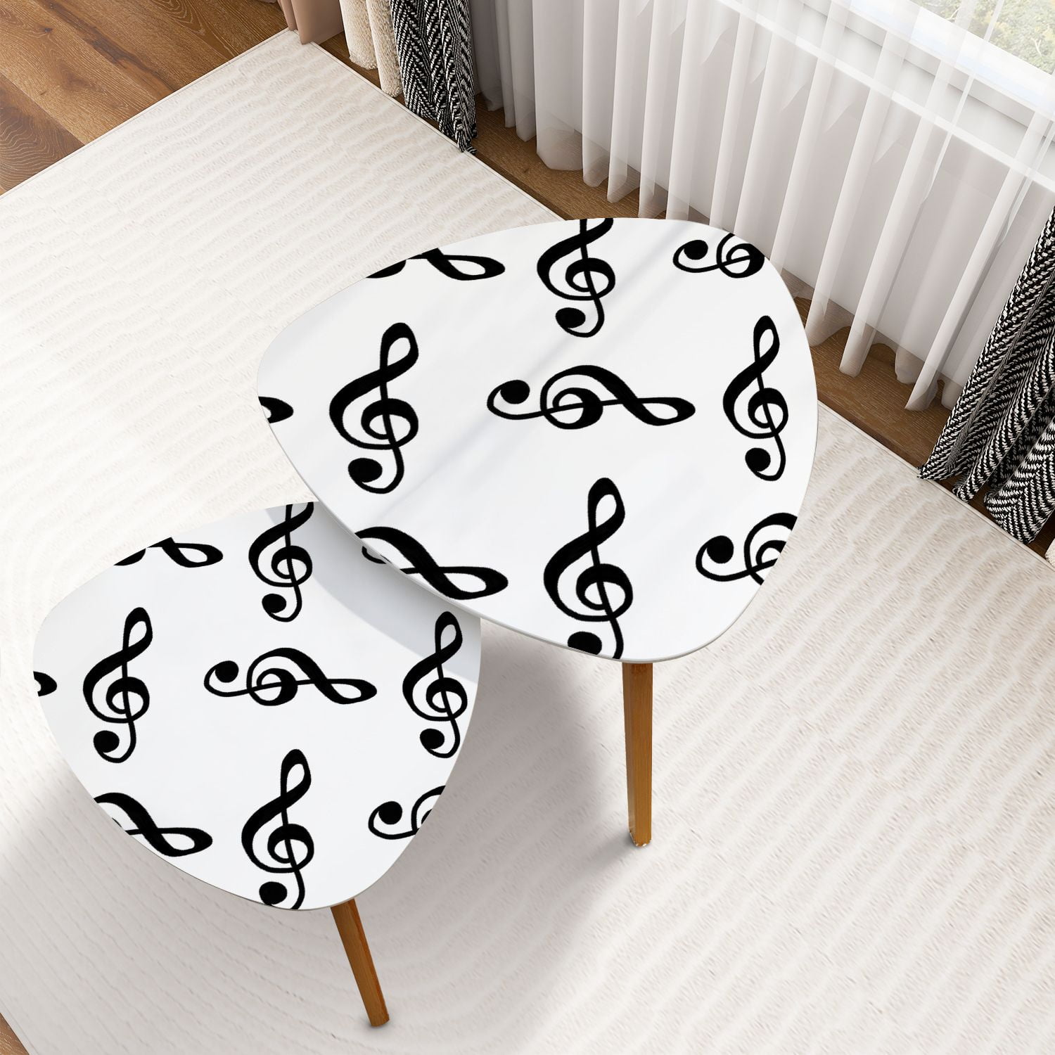 Triangle Nesting Coffee Table Set of 2 Music seamless treble clef ...