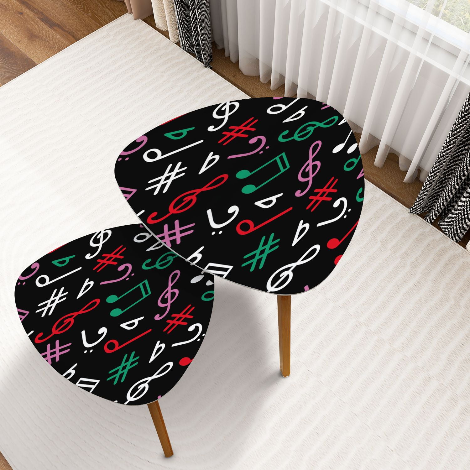 Triangle Nesting Coffee Table Set of 2 Music signs seamless pattern ...