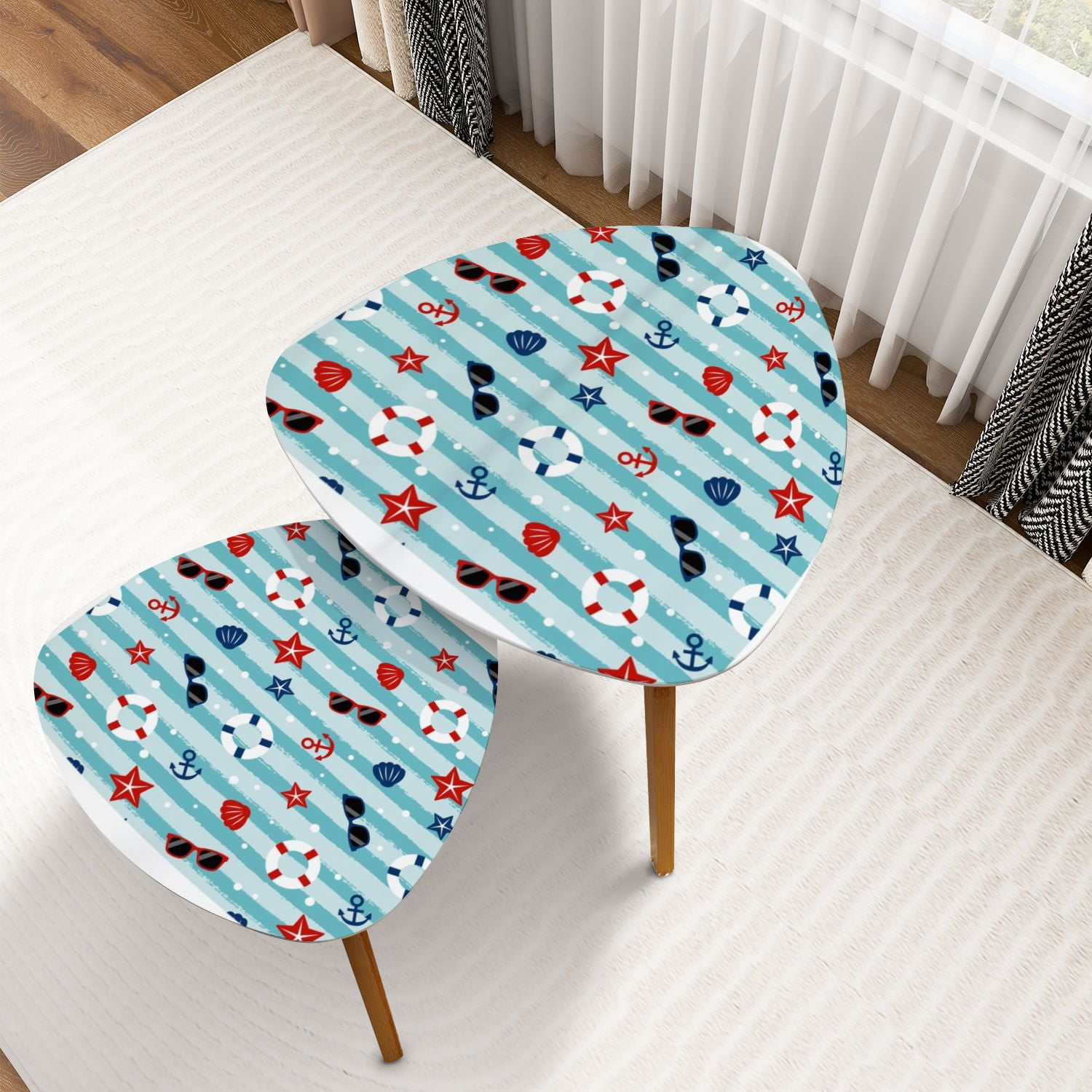 Triangle Nesting Coffee Table Set of 2 Nautical seamless pattern ...