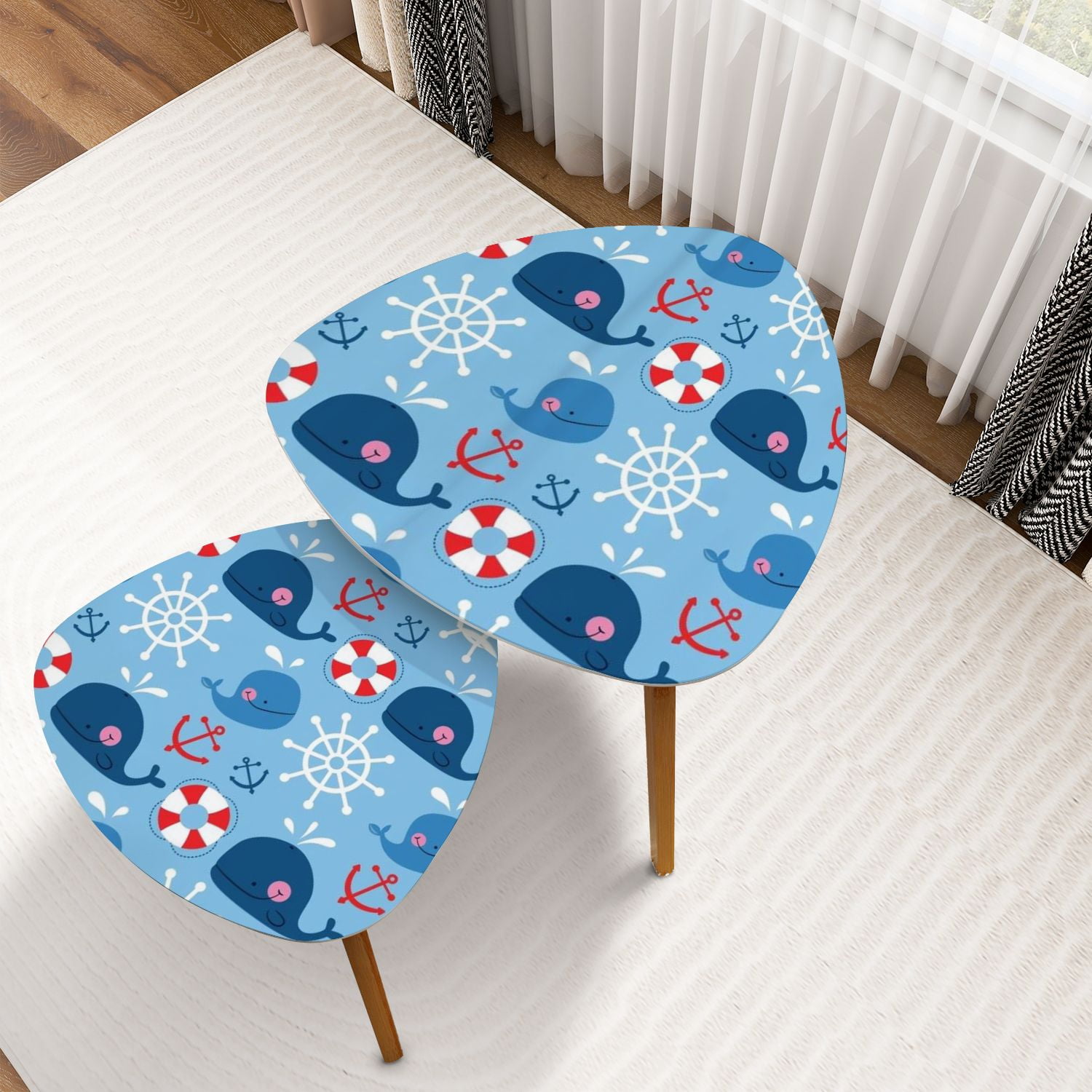 Triangle Nesting Coffee Table Set of 2 Nursery seamless patterns whale ...