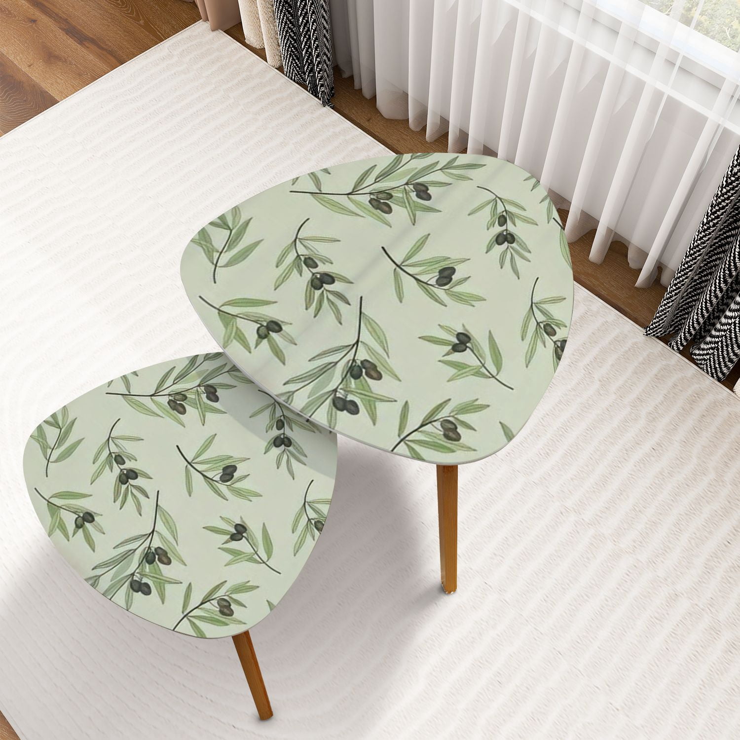 Triangle Nesting Coffee Table Set of 2 Olive seamless drawn olive Retro ...