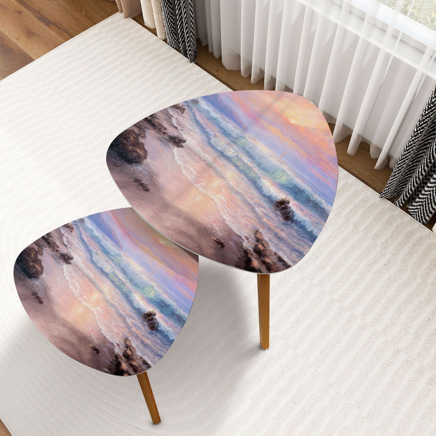 Triangle Nesting Coffee Table Set of 2 Original oil painting beautiful ...