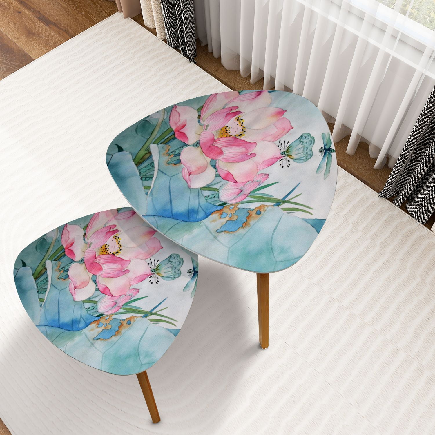 Triangle Nesting Coffee Table Set of 2 Original watercolor painting ...