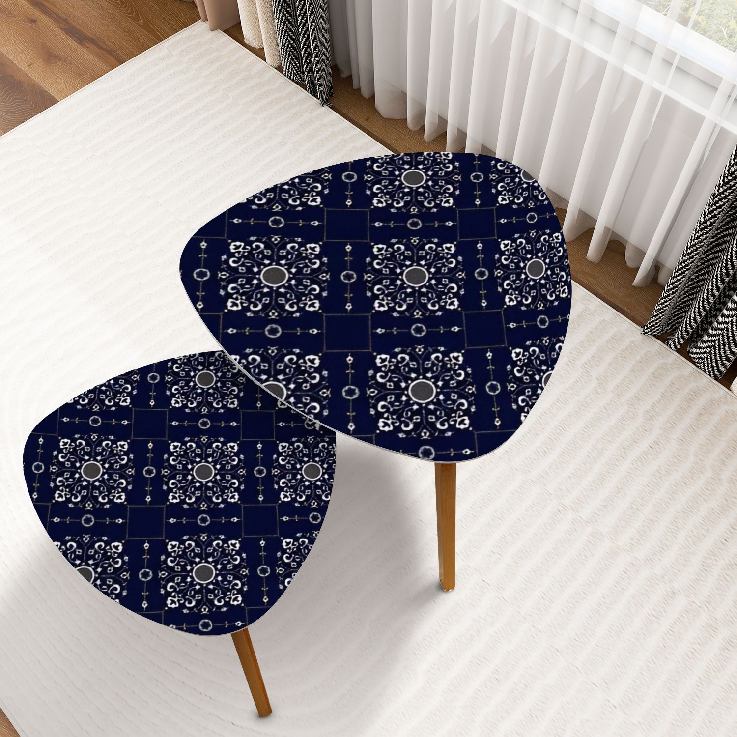 Triangle Nesting Coffee Table Set of 2 Pachta Cotton pattern ...