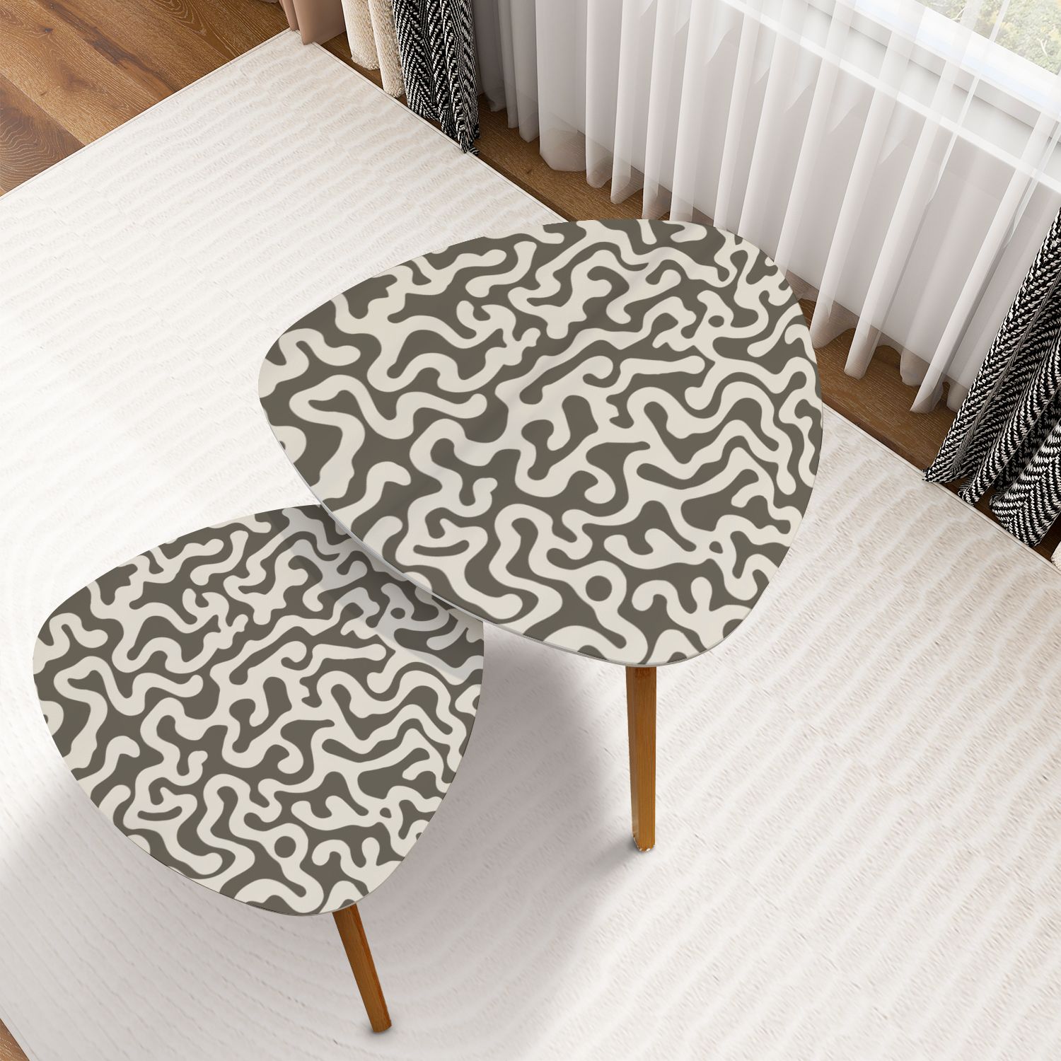 Triangle Nesting Coffee Table Set of 2 Pastel Seamless Decoration ...