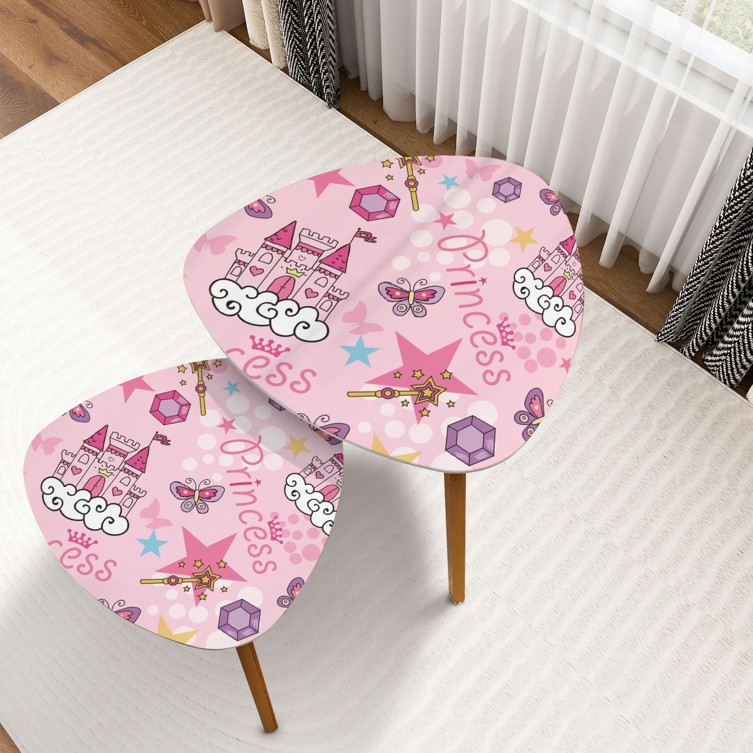 Triangle Nesting Coffee Table Set of 2 Princess Seamless Pattern for ...