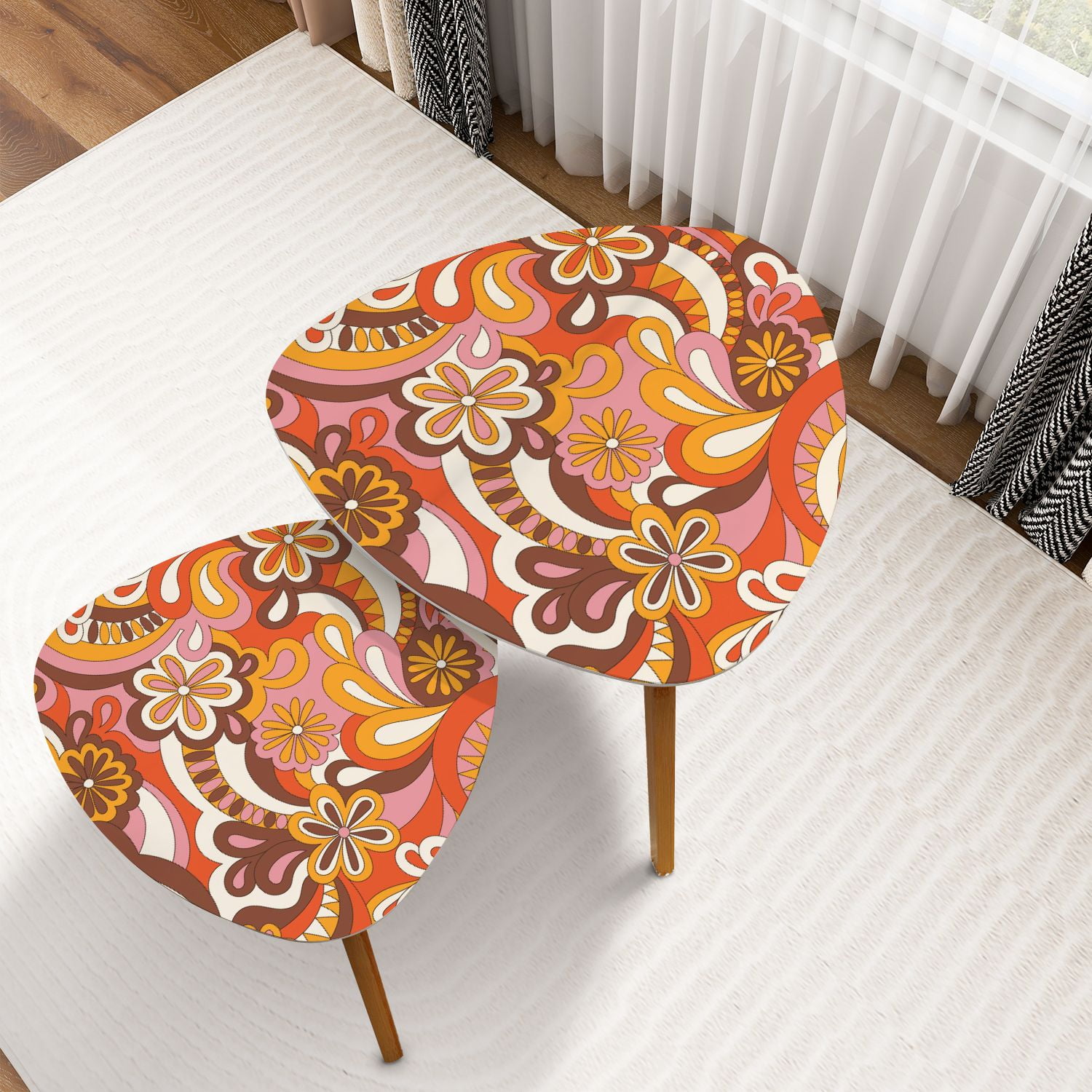 Triangle Nesting Coffee Table Set of 2 Psychedelic hippie seamless ...