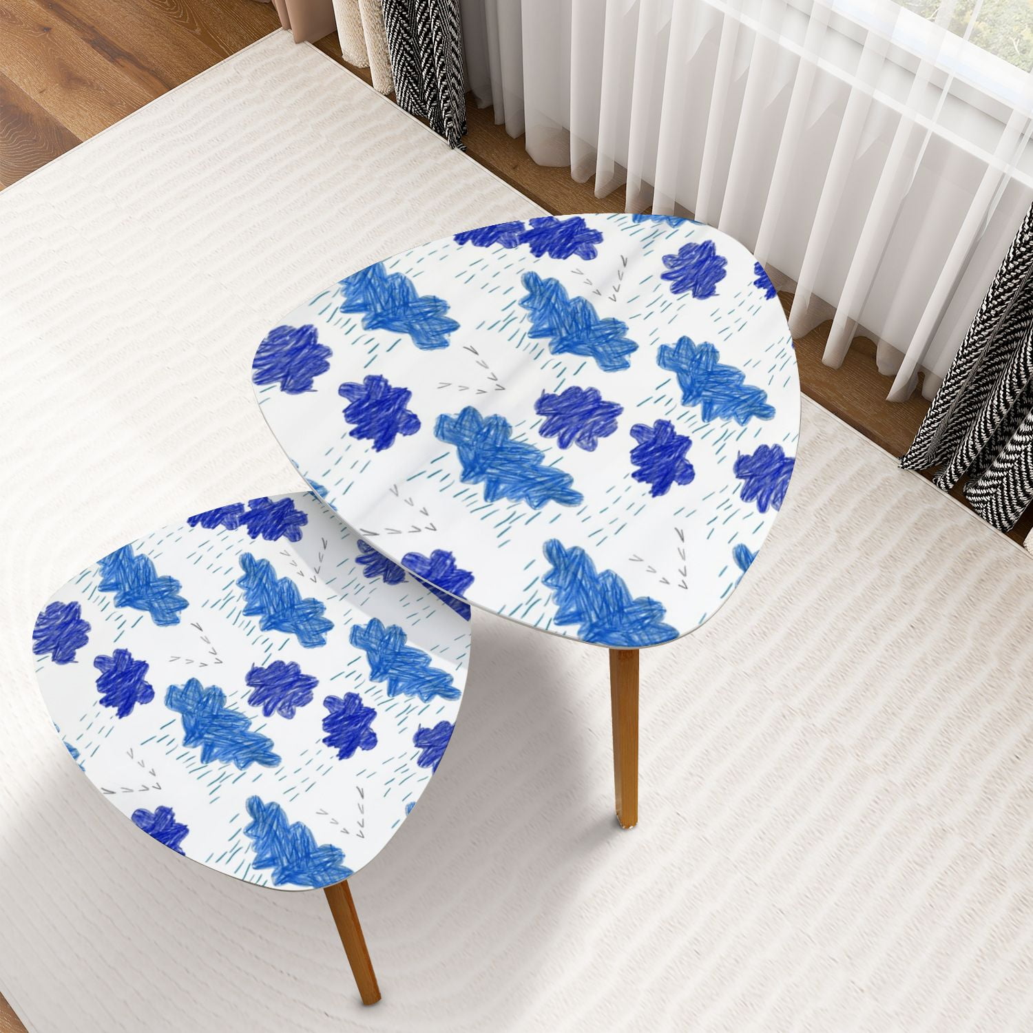 Triangle Nesting Coffee Table Set of 2 Rain storm clouds hand drawn by ...