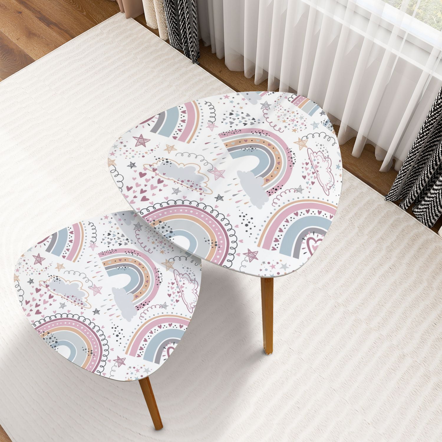 Triangle Nesting Coffee Table Set of 2 Rainbow seamless Cartoon ...