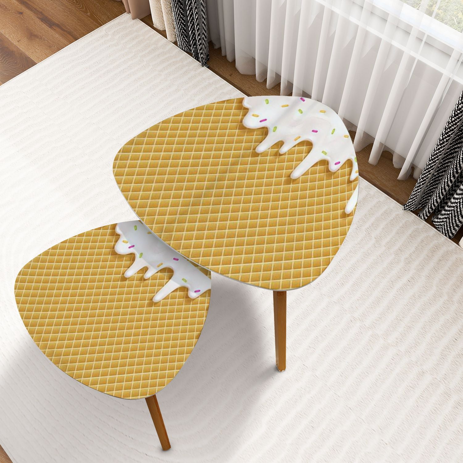 Triangle Nesting Coffee Table Set of 2 Realistic drip cream drops melt ...