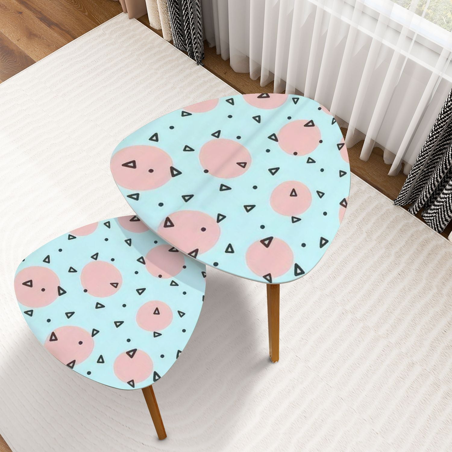 Triangle Nesting Coffee Table Set of 2 Repeated circles triangles drawn ...