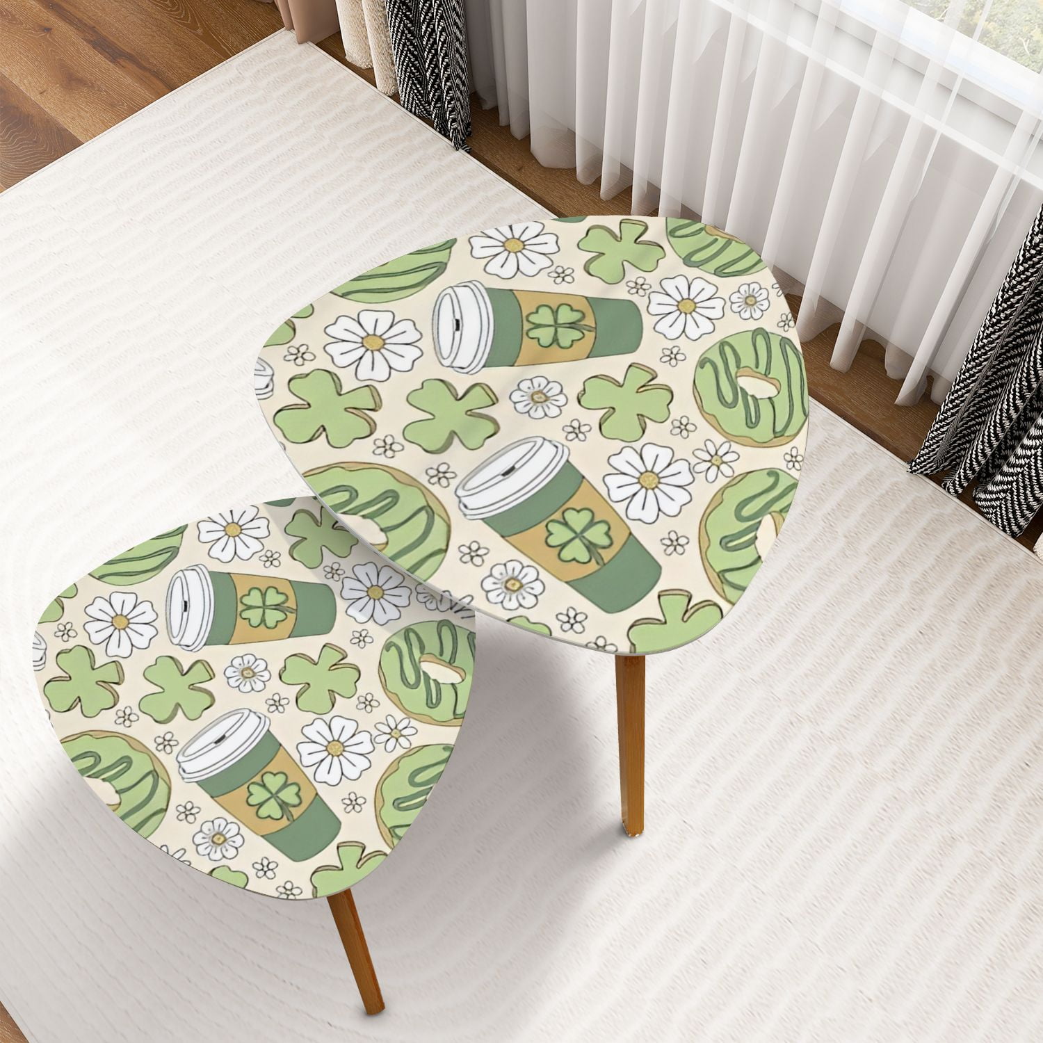 Triangle Nesting Coffee Table Set of 2 Retro St green snack coffee ...