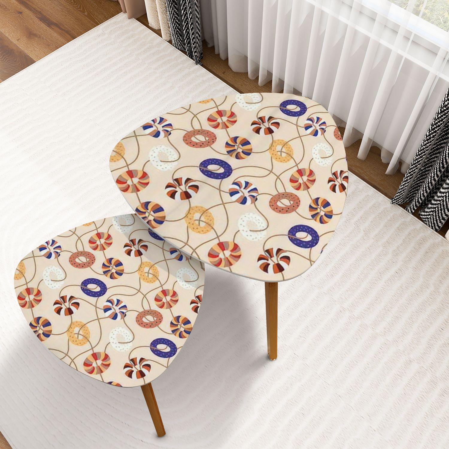 Triangle Nesting Coffee Table Set of 2 Retro Summer swim ring nautical ...