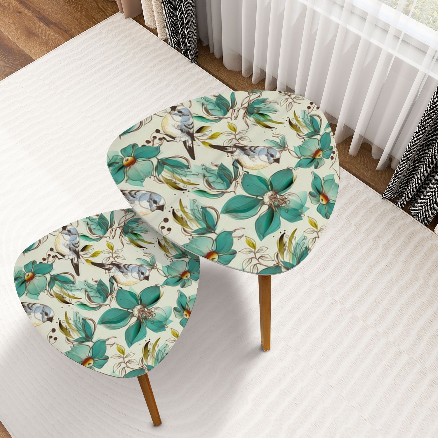 Triangle Nesting Coffee Table Set of 2 Retro seamless pattern cute ...