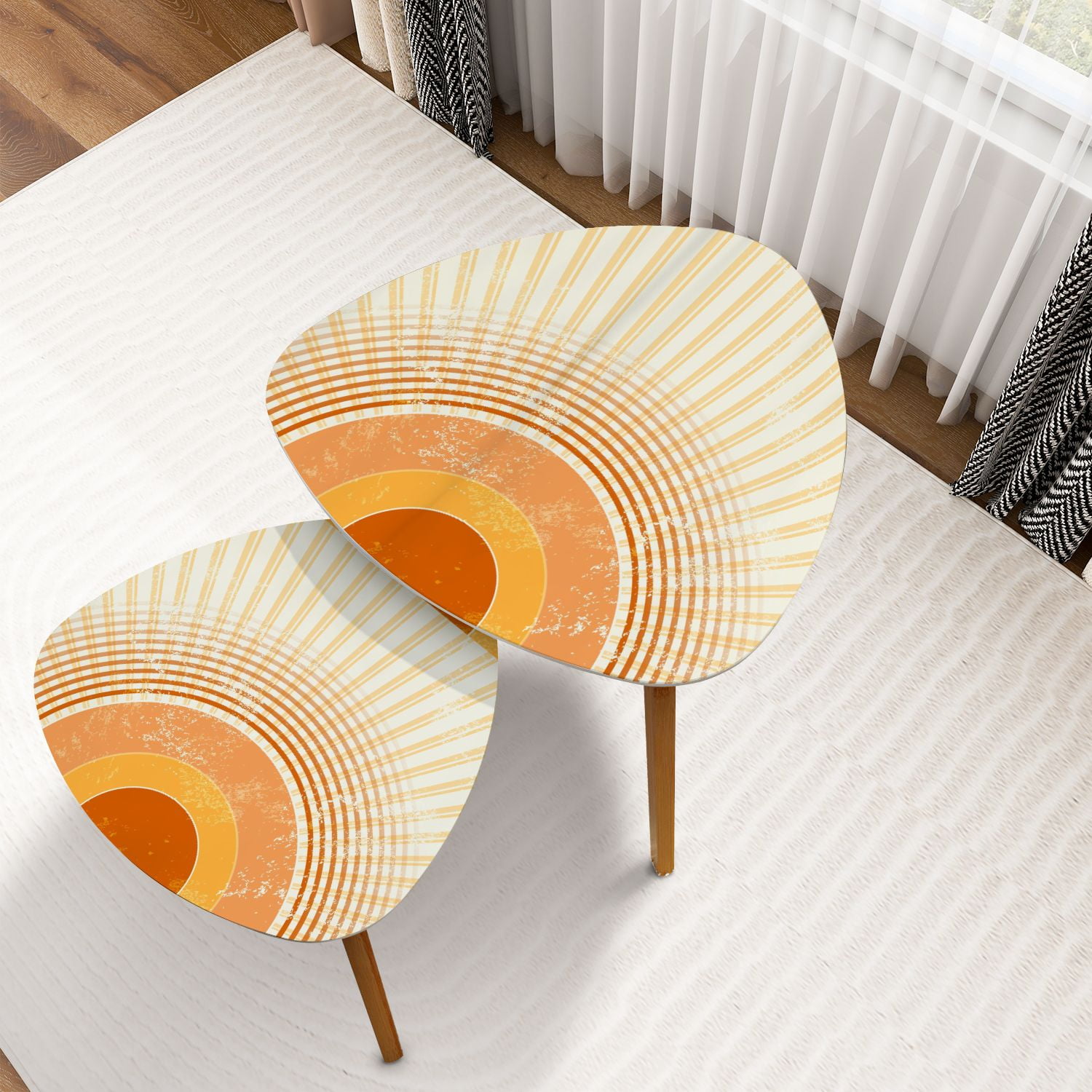 Triangle Nesting Coffee Table Set of 2 Retro starburst abstract vintage ...