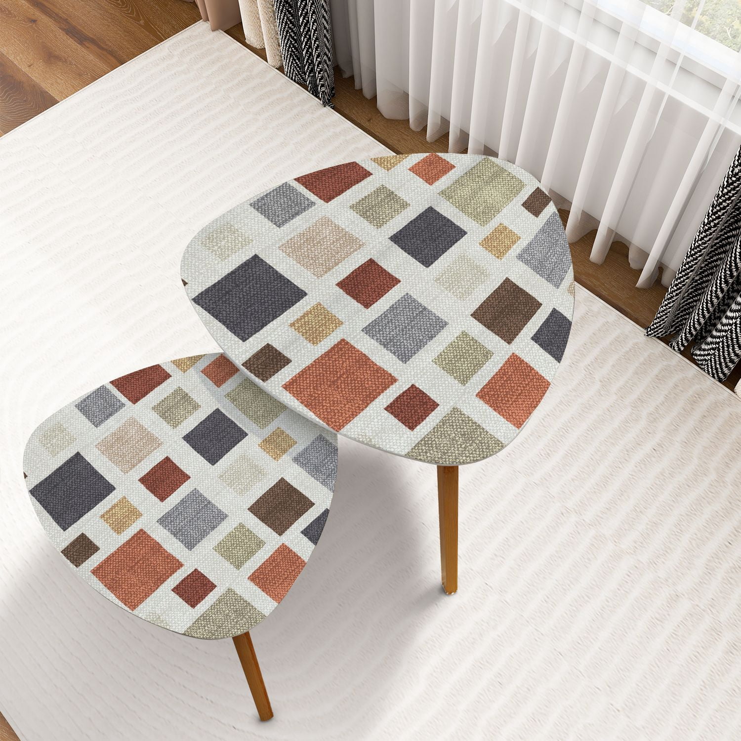 Triangle Nesting Coffee Table Set of 2 Rug seamless texture square ...