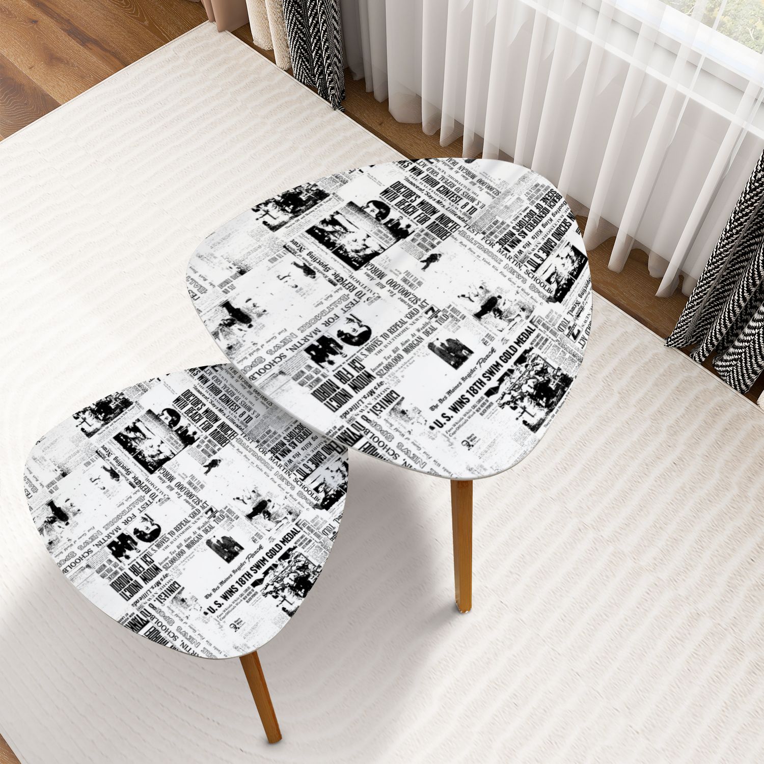 Triangle Nesting Coffee Table Set of 2 Scattered letters alphabet ...