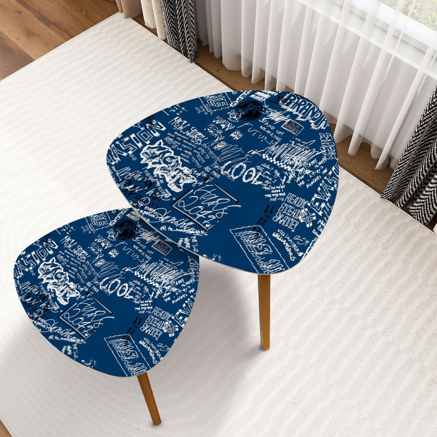 Triangle Nesting Coffee Table Set of 2 Scattered letters alphabet ...