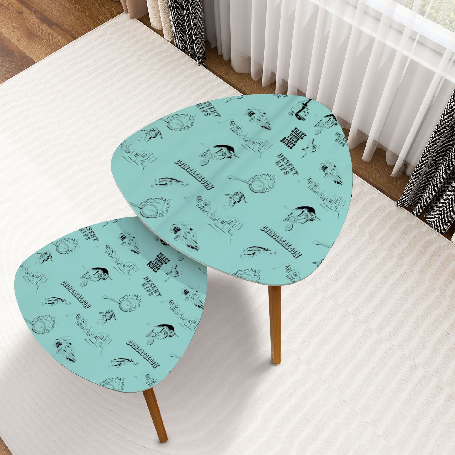 Triangle Nesting Coffee Table Set of 2 Scattered letters alphabet ...
