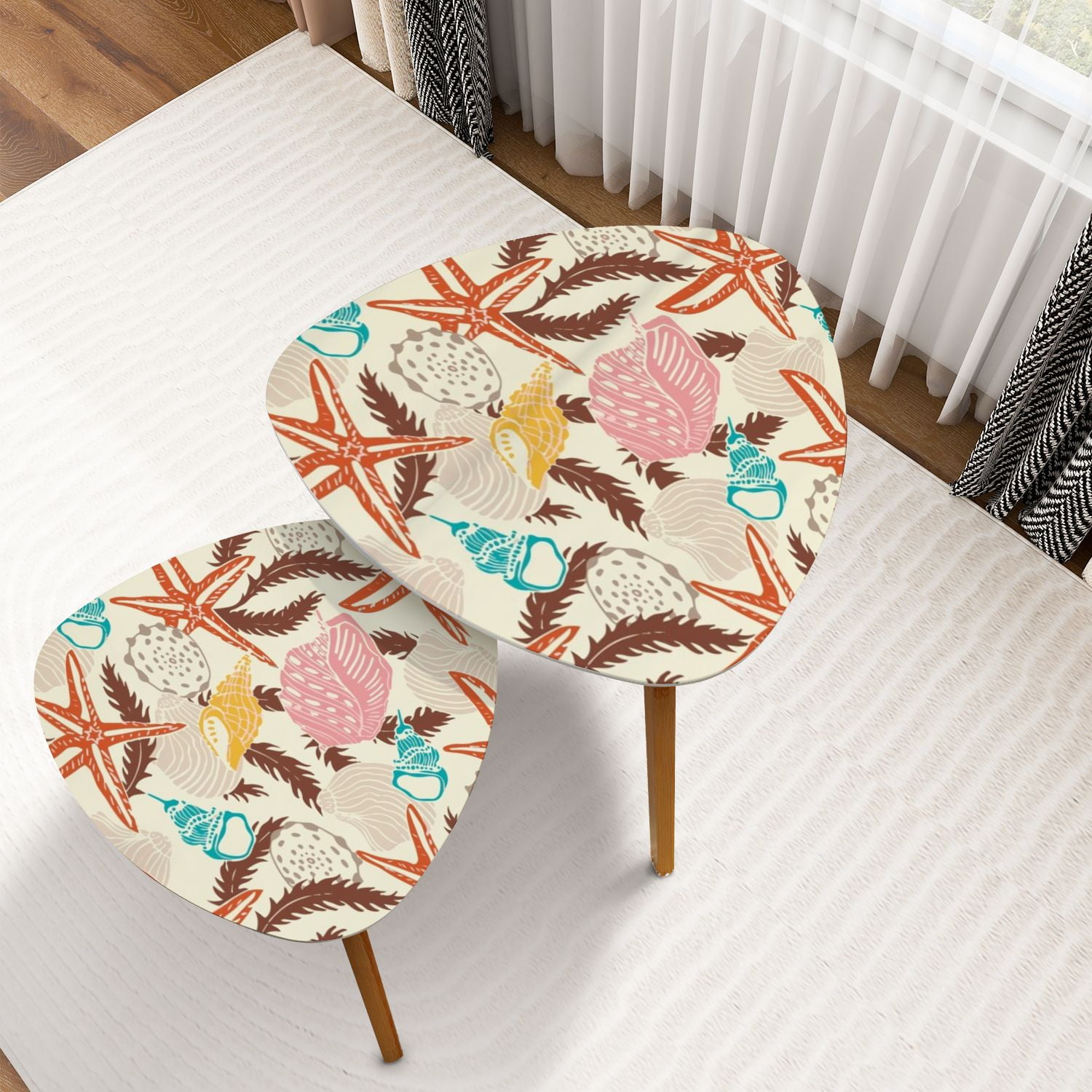 Triangle Nesting Coffee Table Set of 2 Sea shells Delightful seamless ...