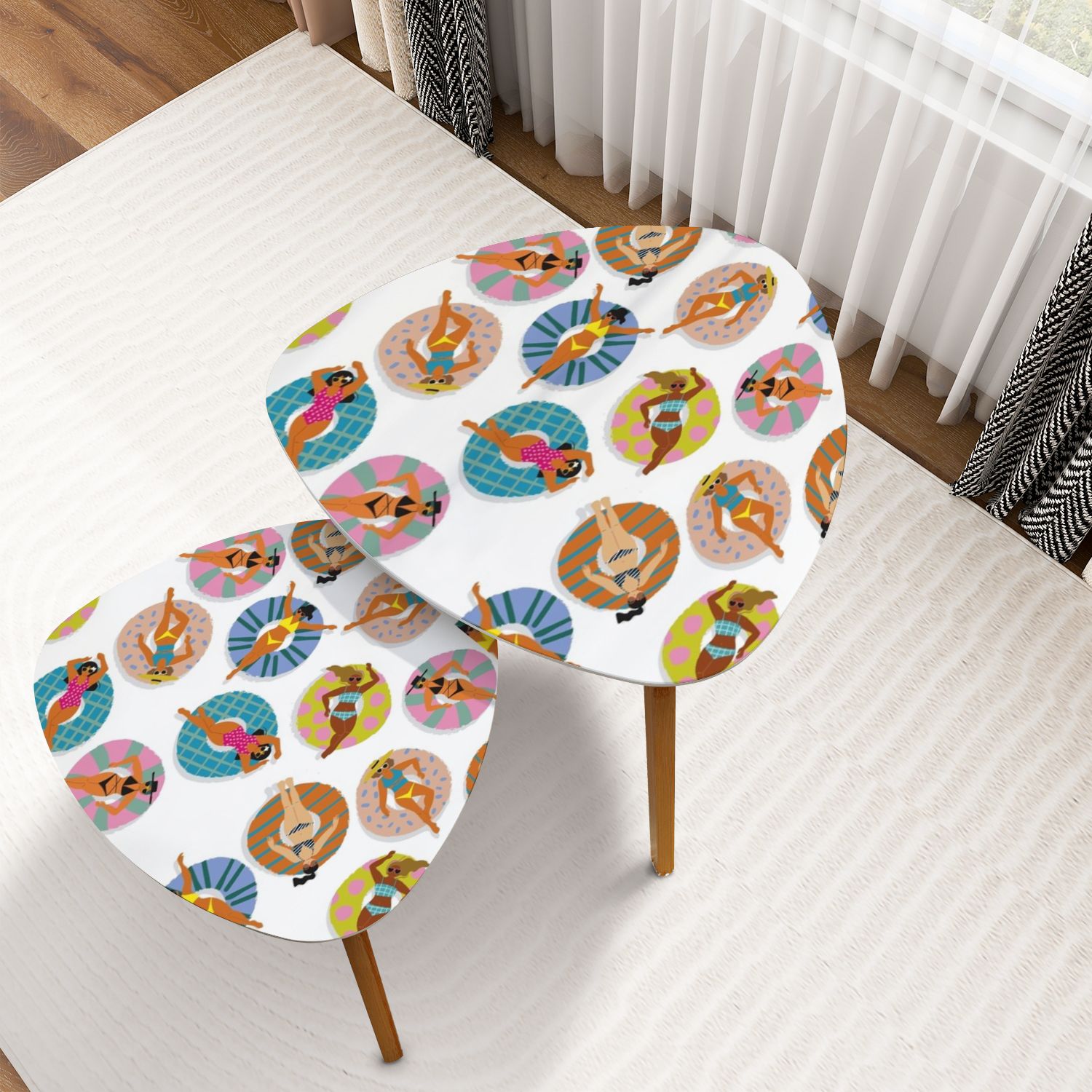 Triangle Nesting Coffee Table Set of 2 Seamless Pattern Summertime ...