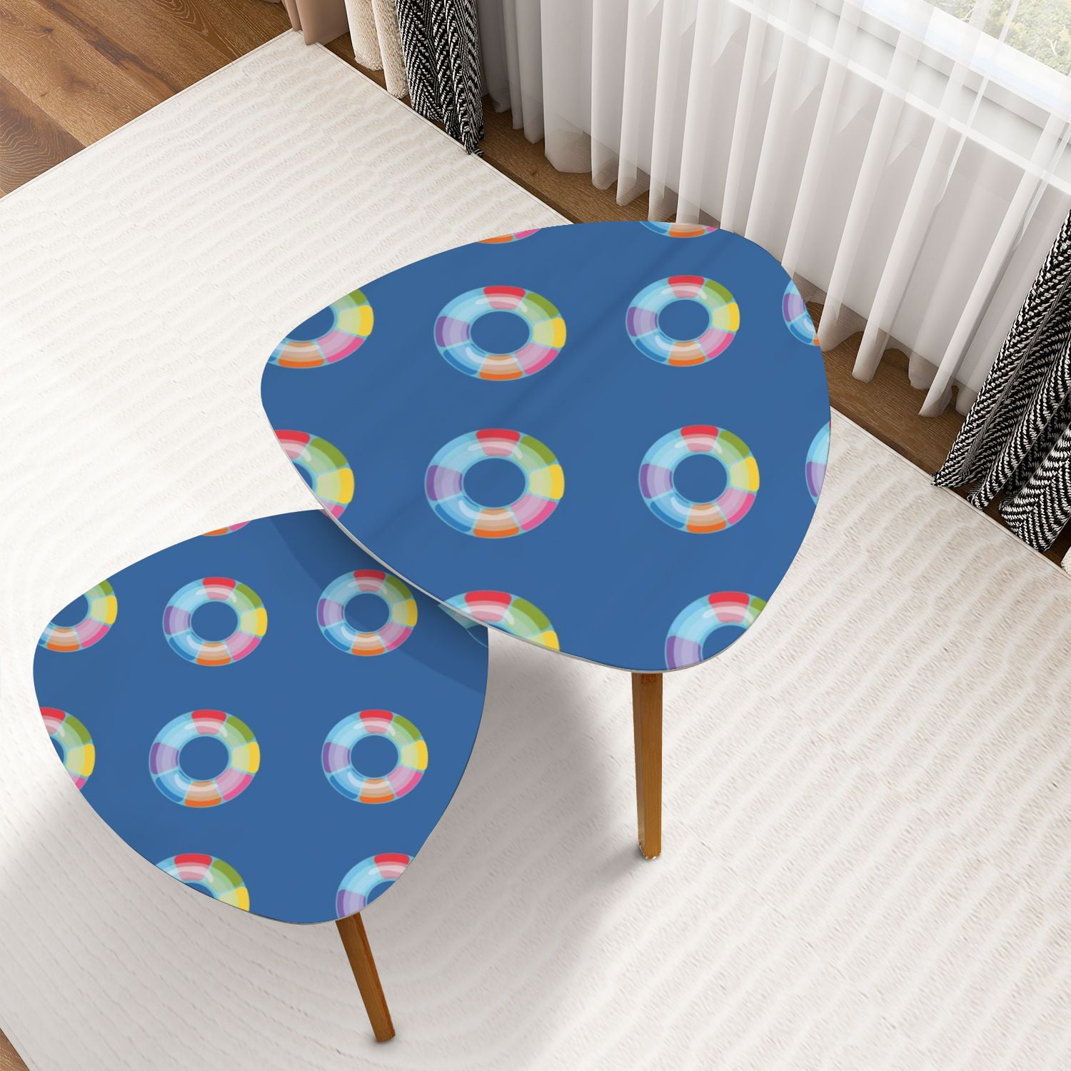Triangle Nesting Coffee Table Set of 2 Seamless Pattern blue Inflatable ...