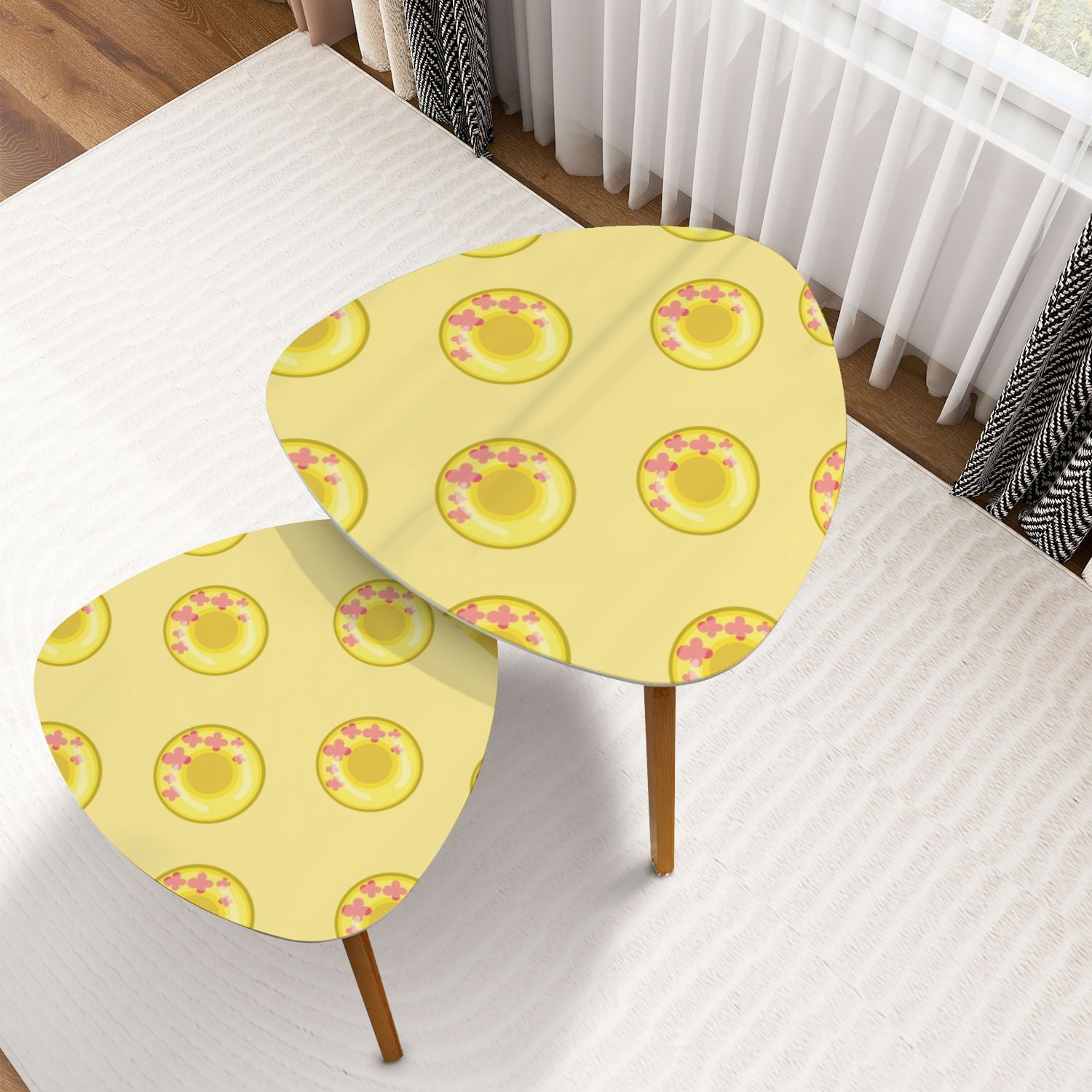 Triangle Nesting Coffee Table Set of 2 Seamless Pattern yellow ...