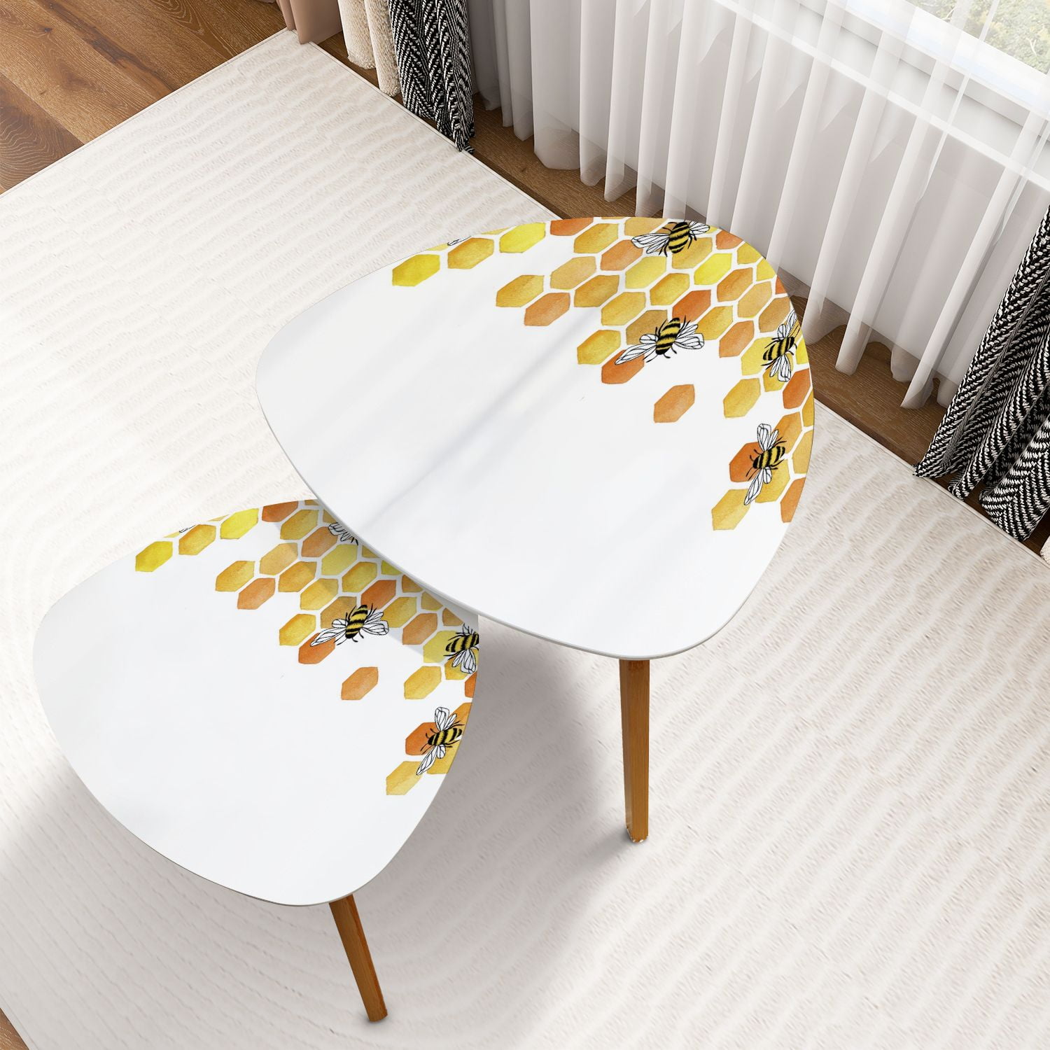 Triangle Nesting Coffee Table Set of 2 Seamless border frame honeycomb ...