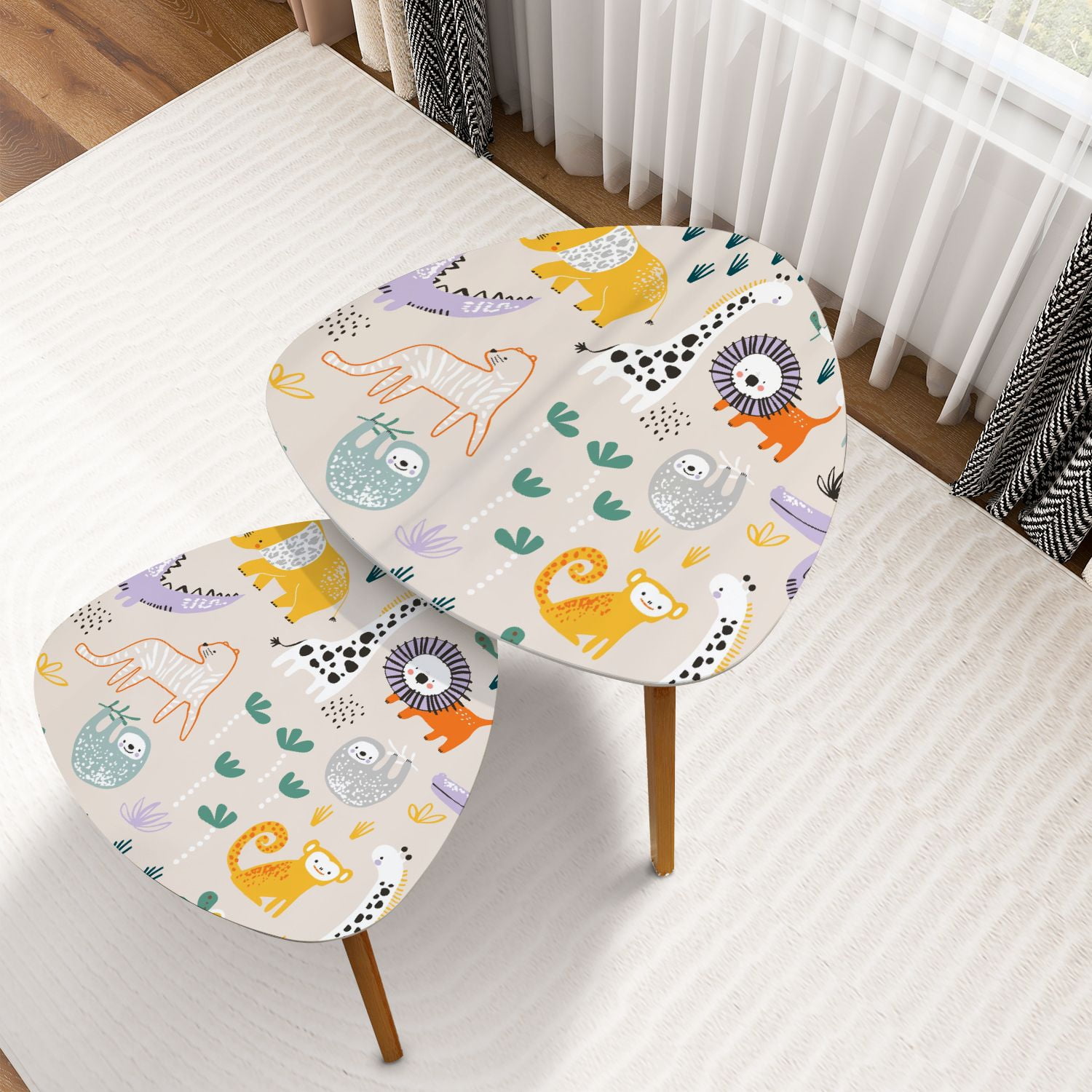 Triangle Nesting Coffee Table Set of 2 Seamless childish jungle pattern ...