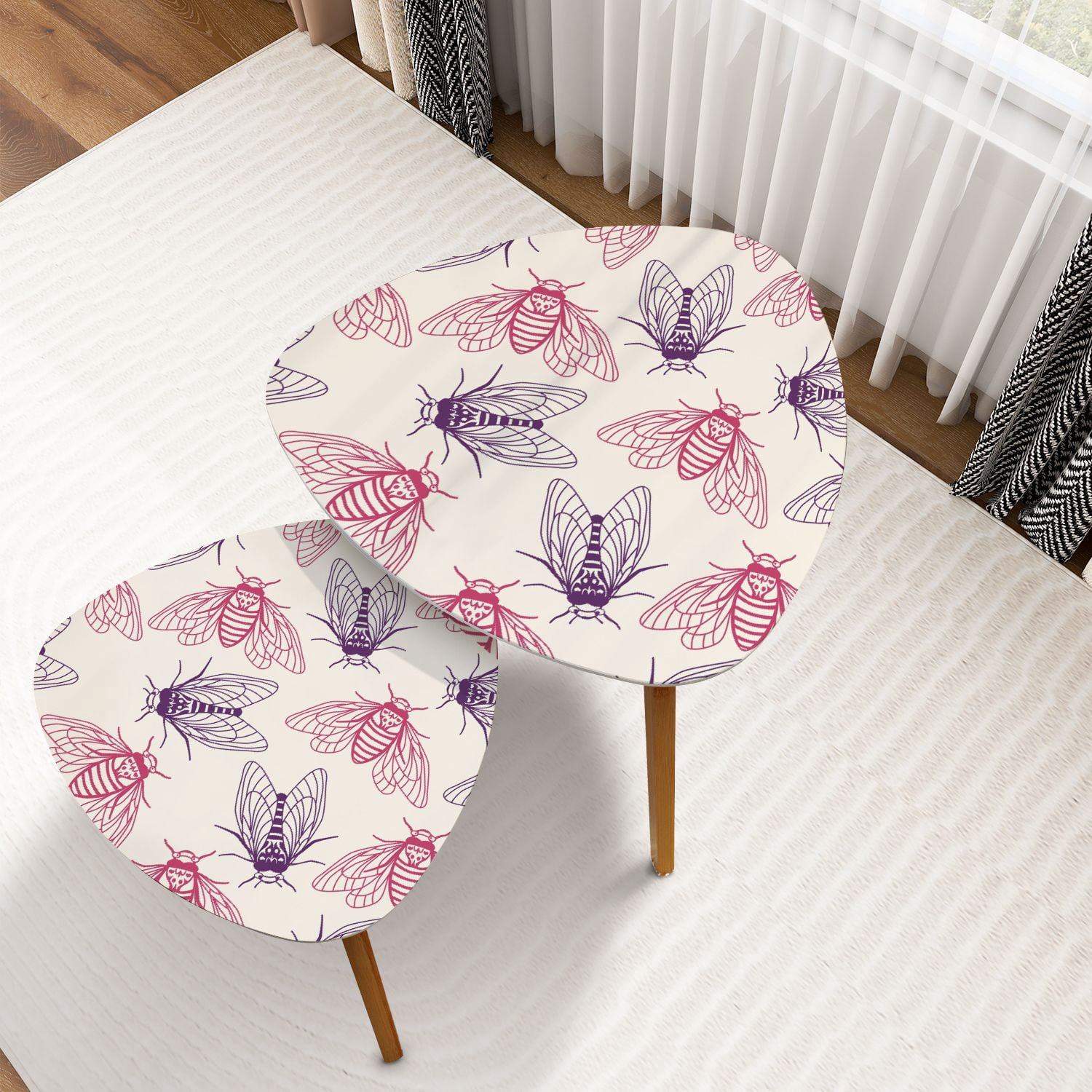 Triangle Nesting Coffee Table Set of 2 Seamless cicadas insects fly ...