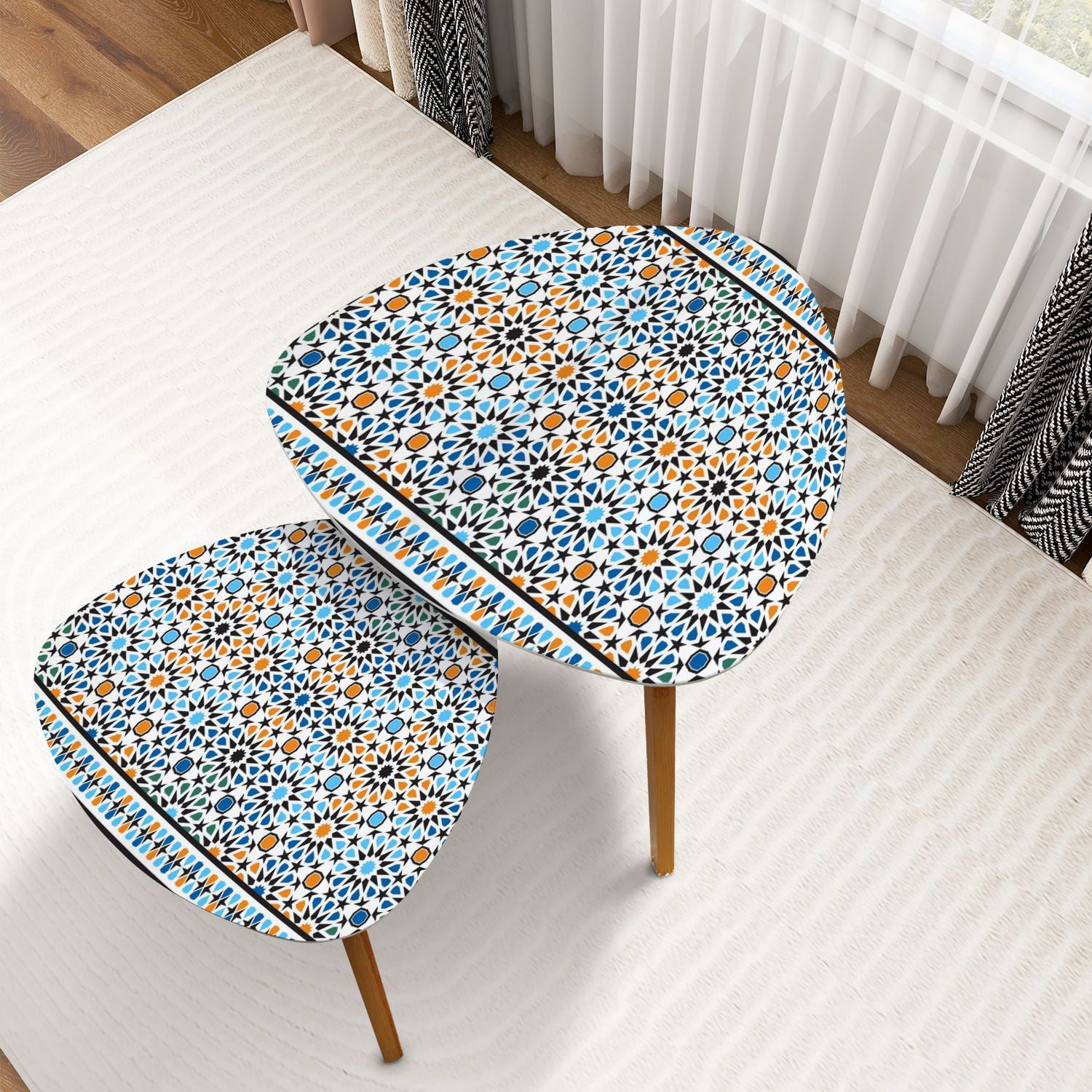 Triangle Nesting Coffee Table Set of 2 Seamless color ornament Frieze ...