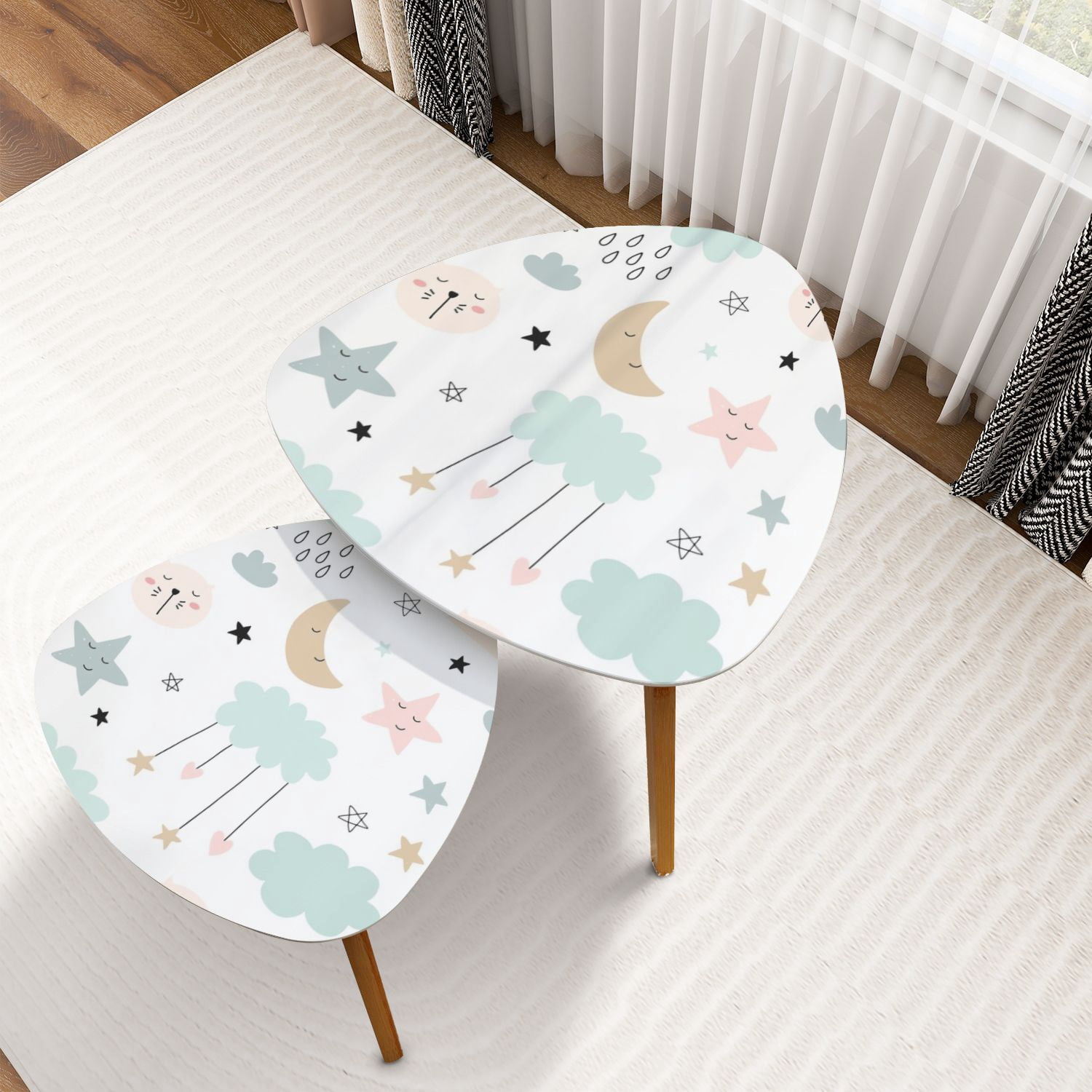 Triangle Nesting Coffee Table Set of 2 Seamless cute pattern for kids ...