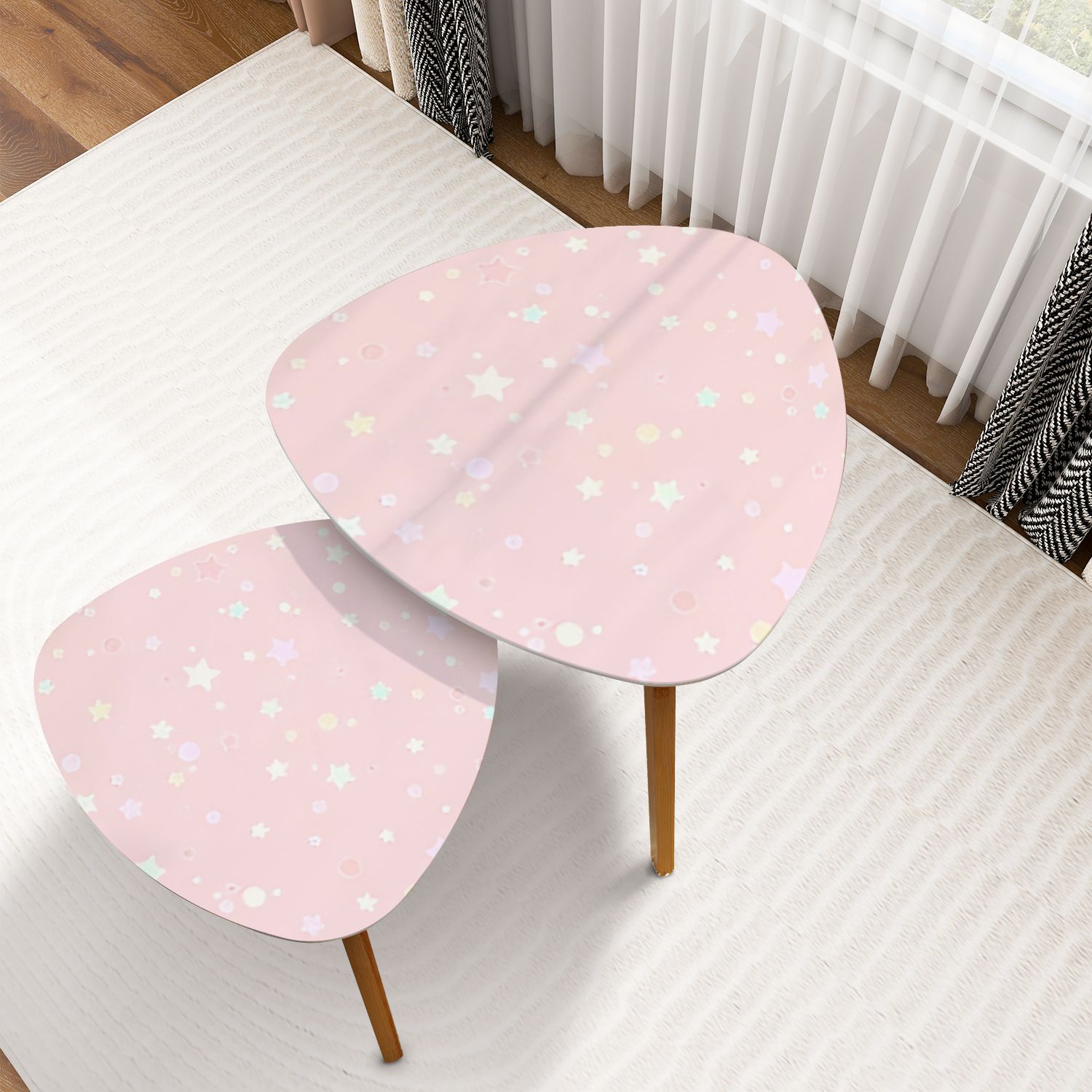 Triangle Nesting Coffee Table Set of 2 Seamless cute pattern little ...