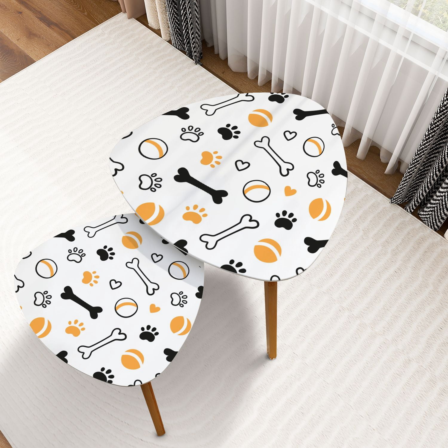 Triangle Nesting Coffee Table Set of 2 Seamless dog pattern bones paw ...
