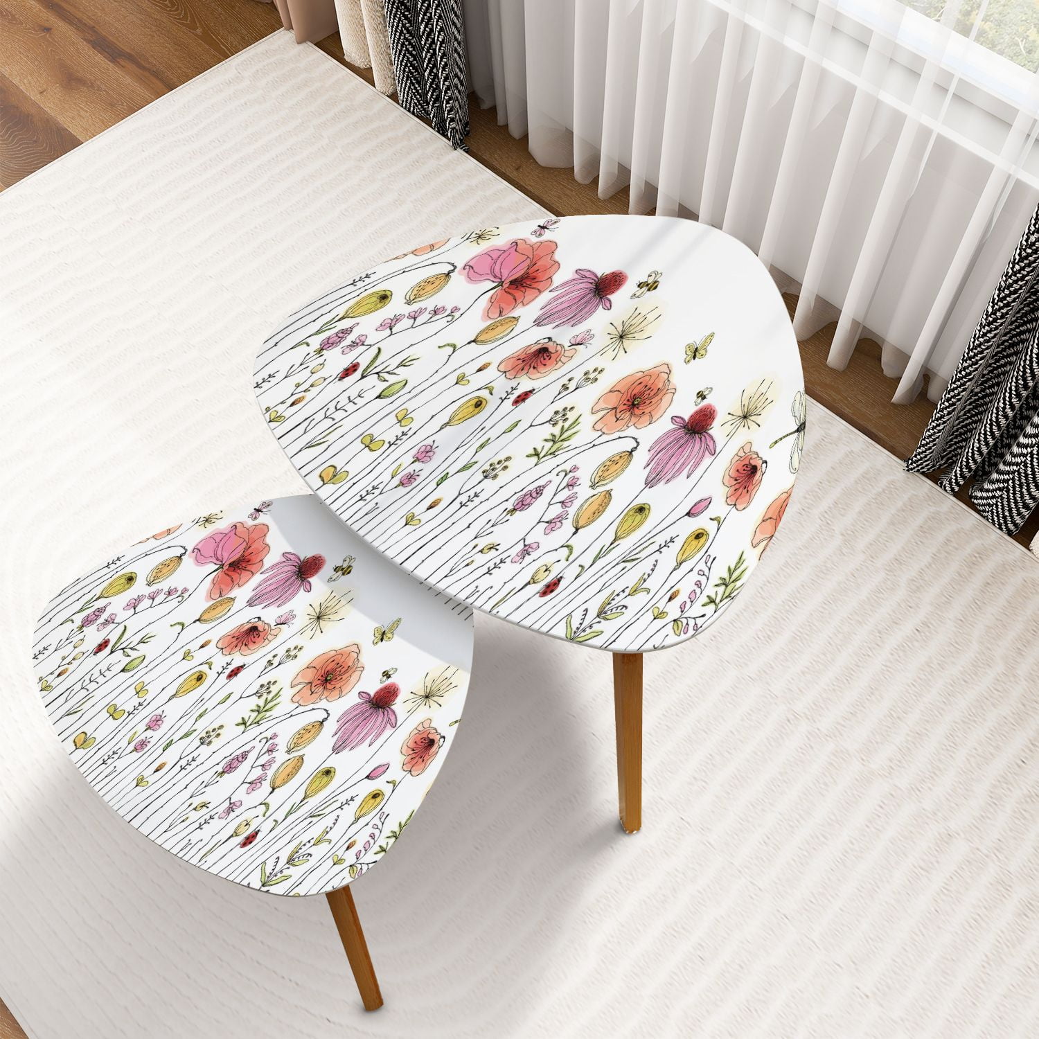 Triangle Nesting Coffee Table Set of 2 Seamless floral border colorful ...