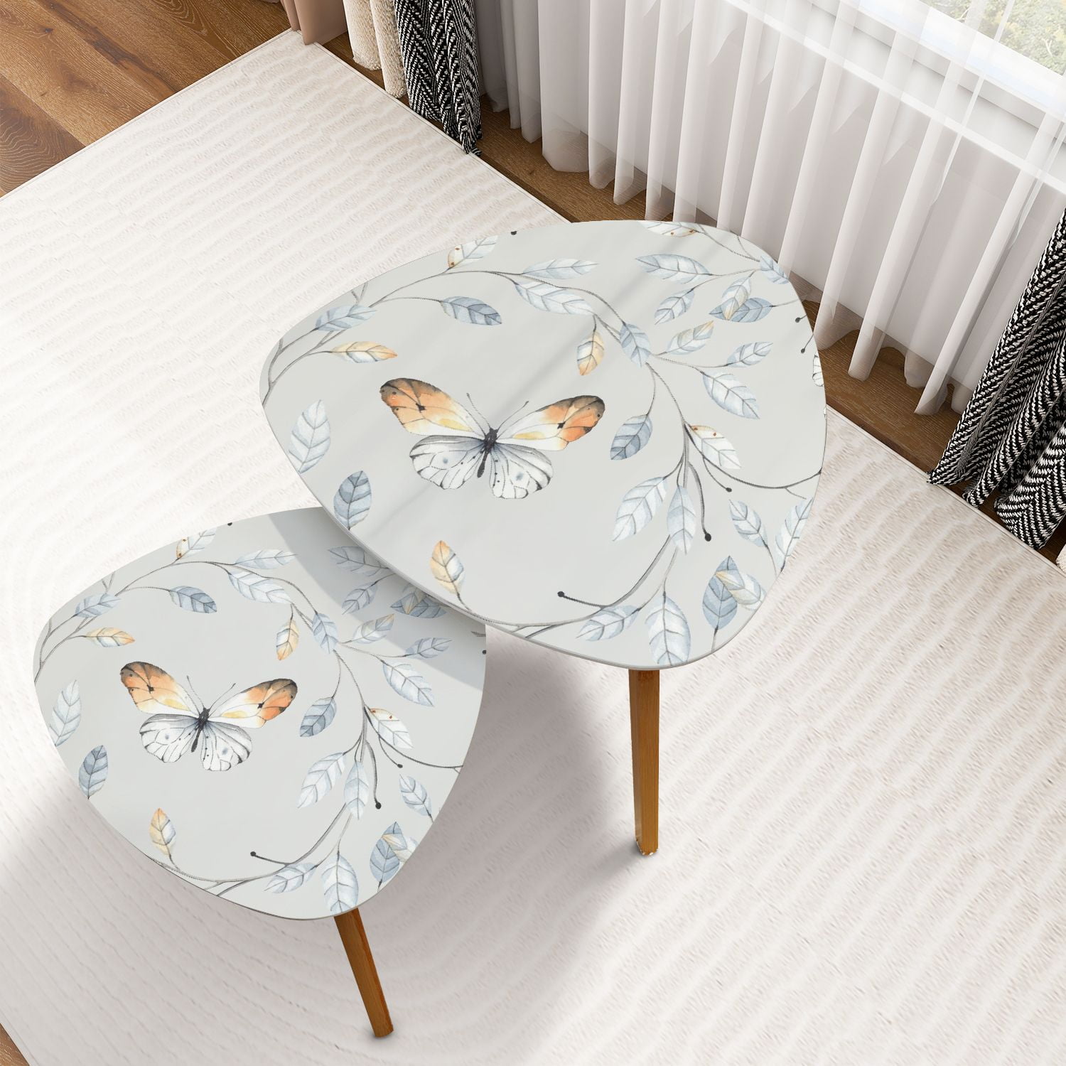 Triangle Nesting Coffee Table Set of 2 Seamless floral pattern abstract ...