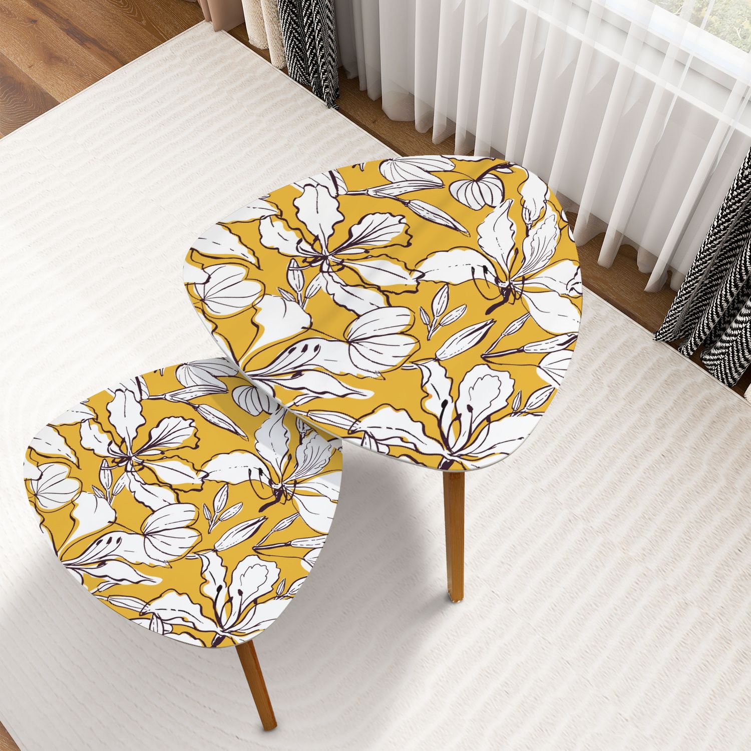 Triangle Nesting Coffee Table Set of 2 Seamless floral pattern hawaiian ...