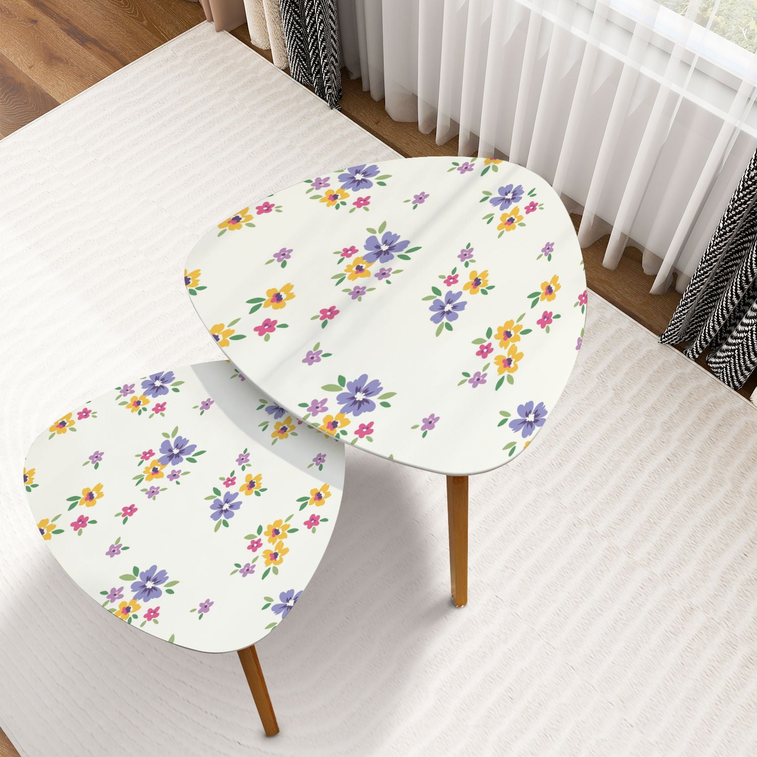 Triangle Nesting Coffee Table Set of 2 Seamless floral pattern rustic ...