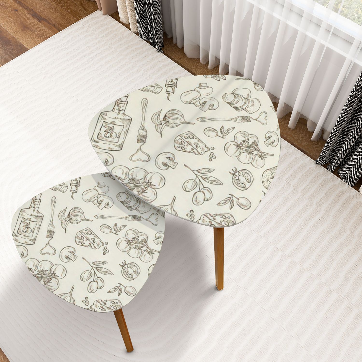 Triangle Nesting Coffee Table Set of 2 Seamless folk vegetables cheese ...
