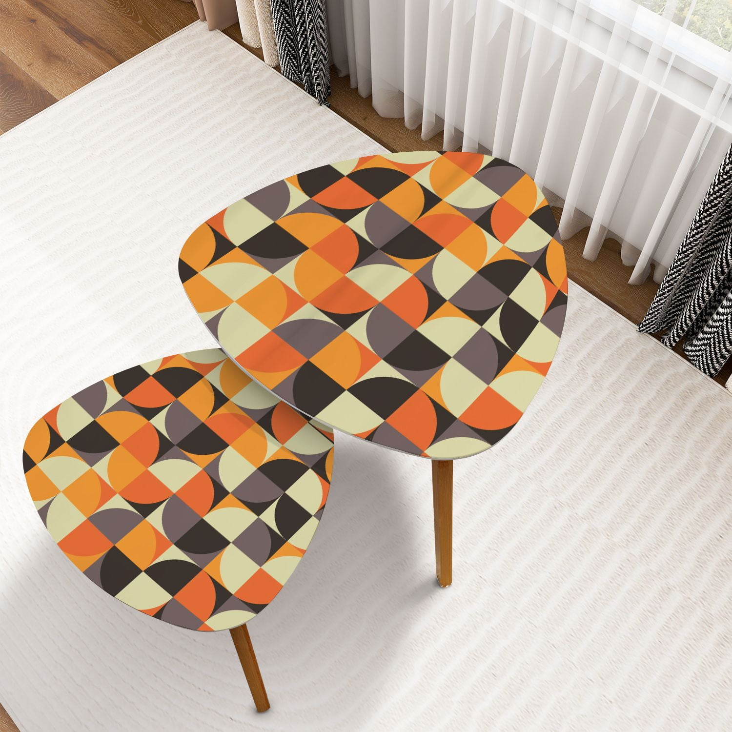 Triangle Nesting Coffee Table Set of 2 Seamless geometric pattern retro ...