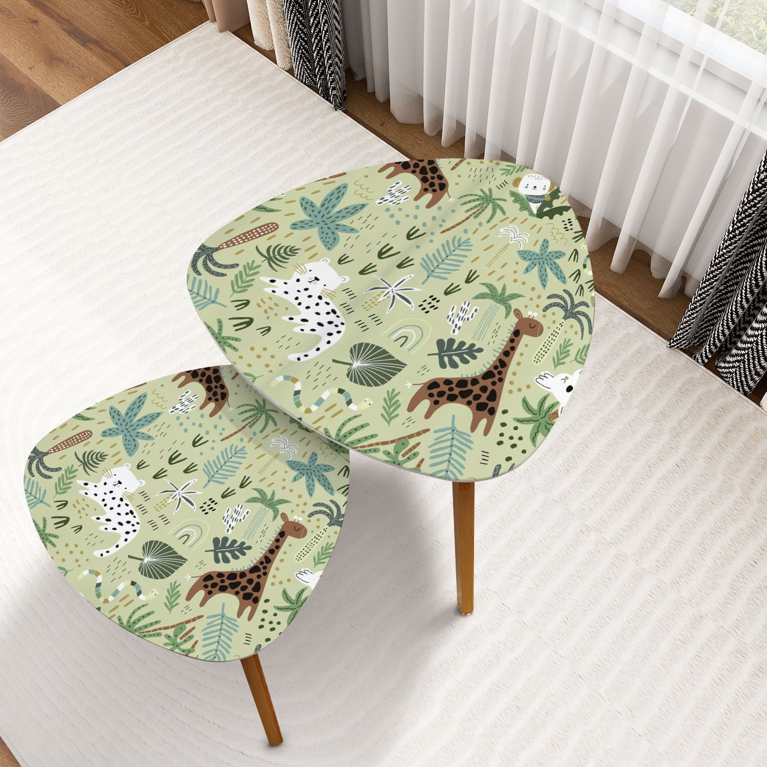 Triangle Nesting Coffee Table Set of 2 Seamless jungle pattern cute ...